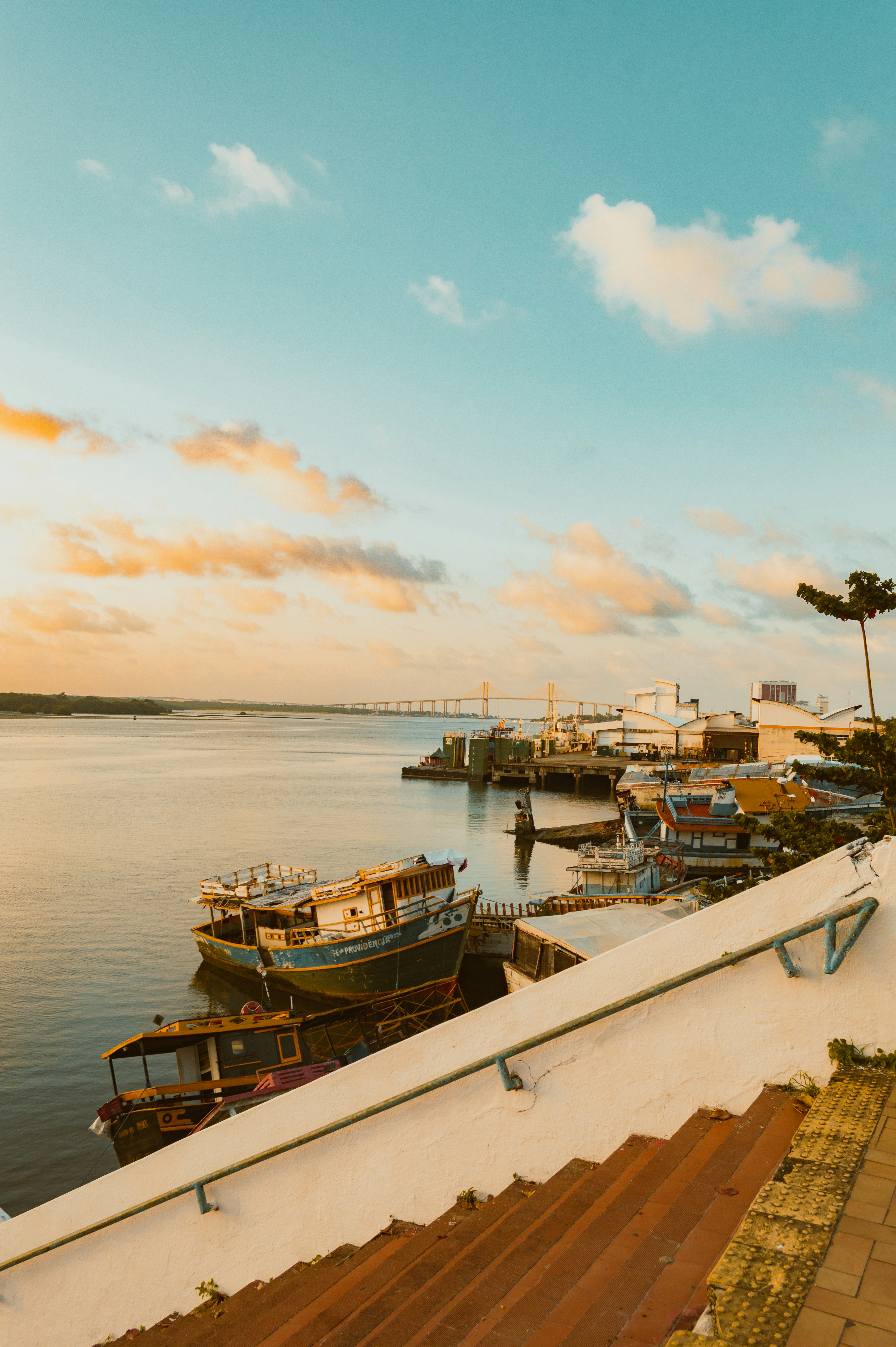 Sunlit Marina Steps: A Quiet Dive into Golden Hour Wharf