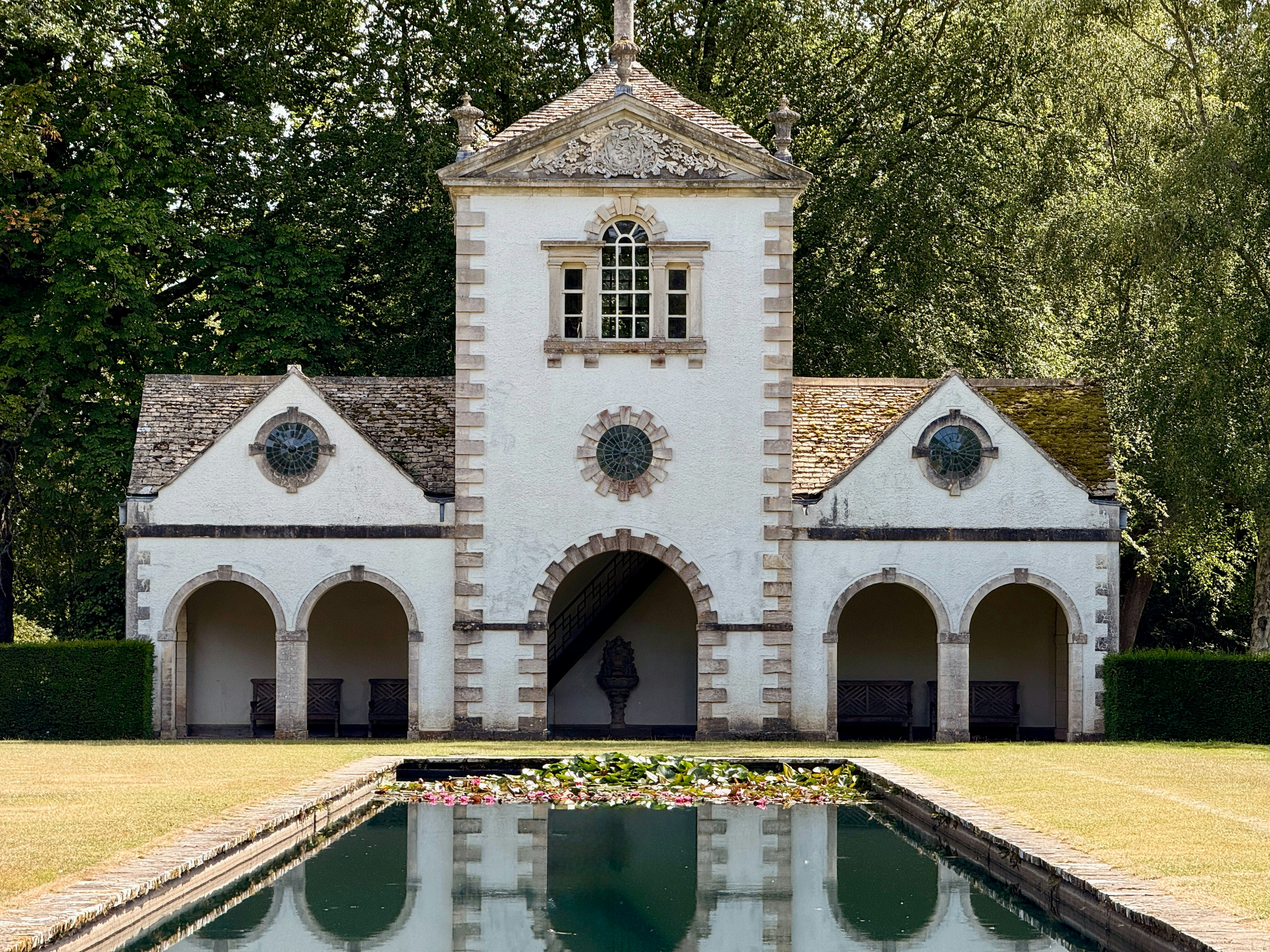 Symmetrical Pavilion Overlooking a Still Pond