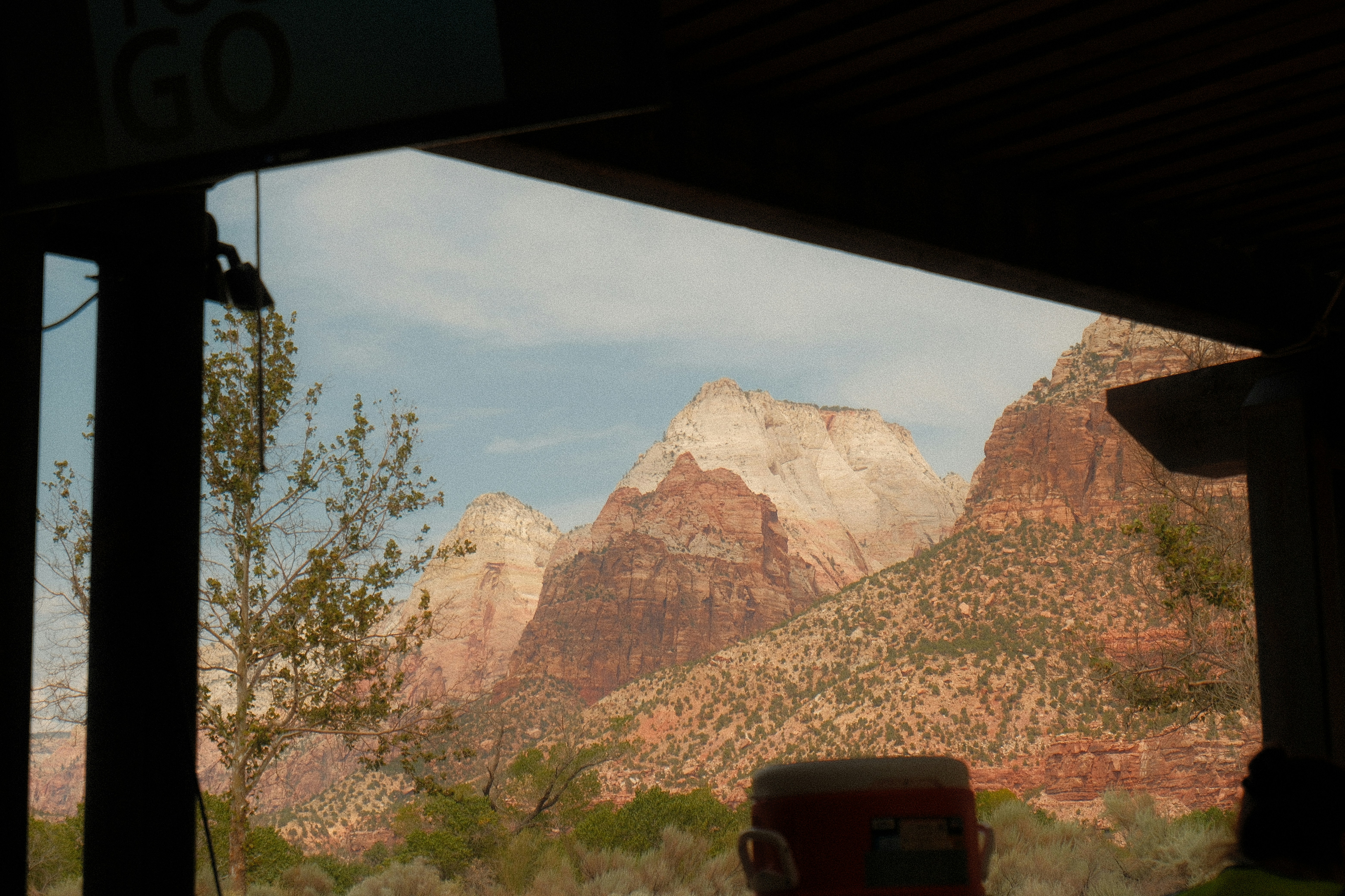 Desert Mesa Canyon Framed by a Shadowed Aperture