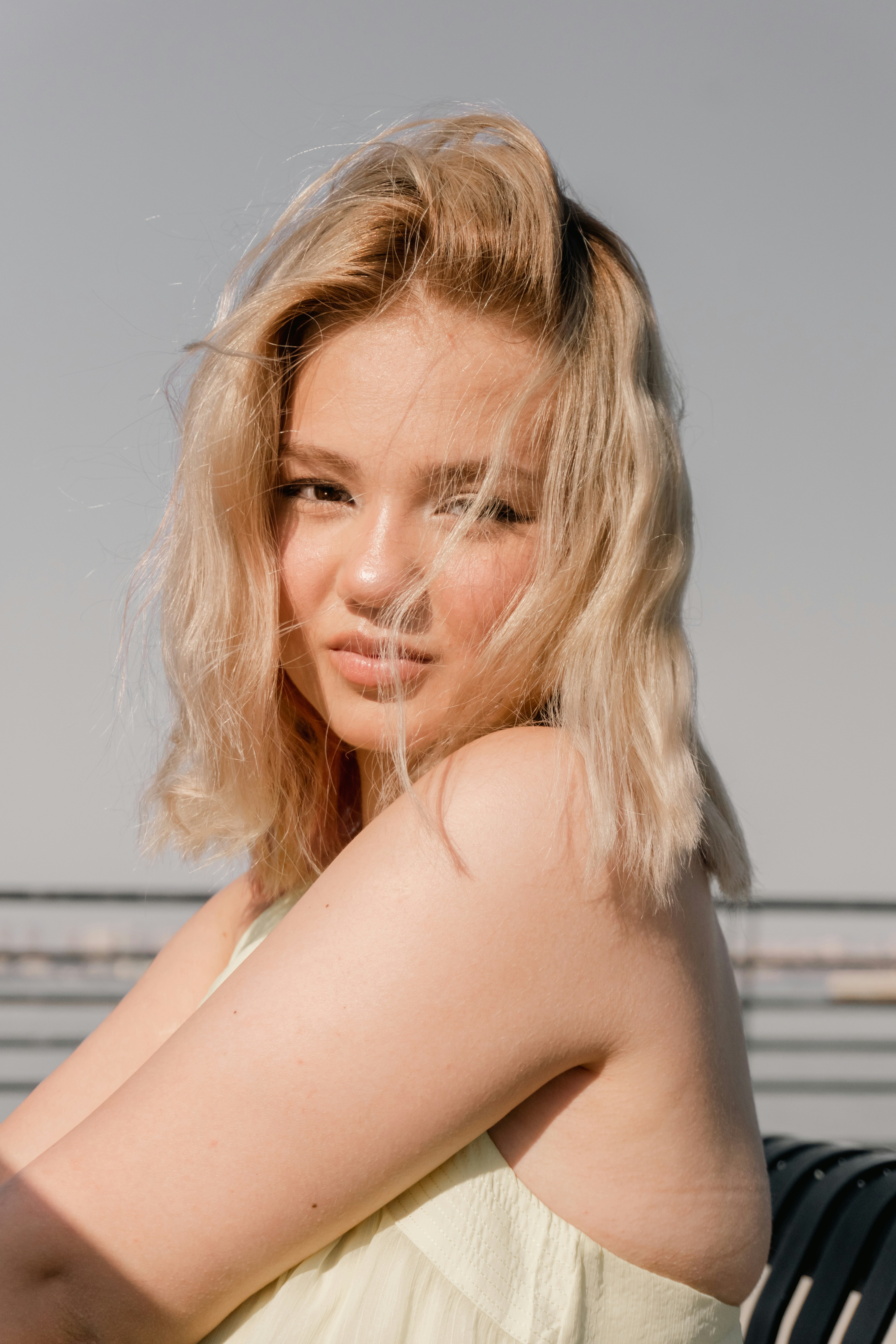 Sunlit Veronica: A Close-Up Portrait in Sea Breeze Light