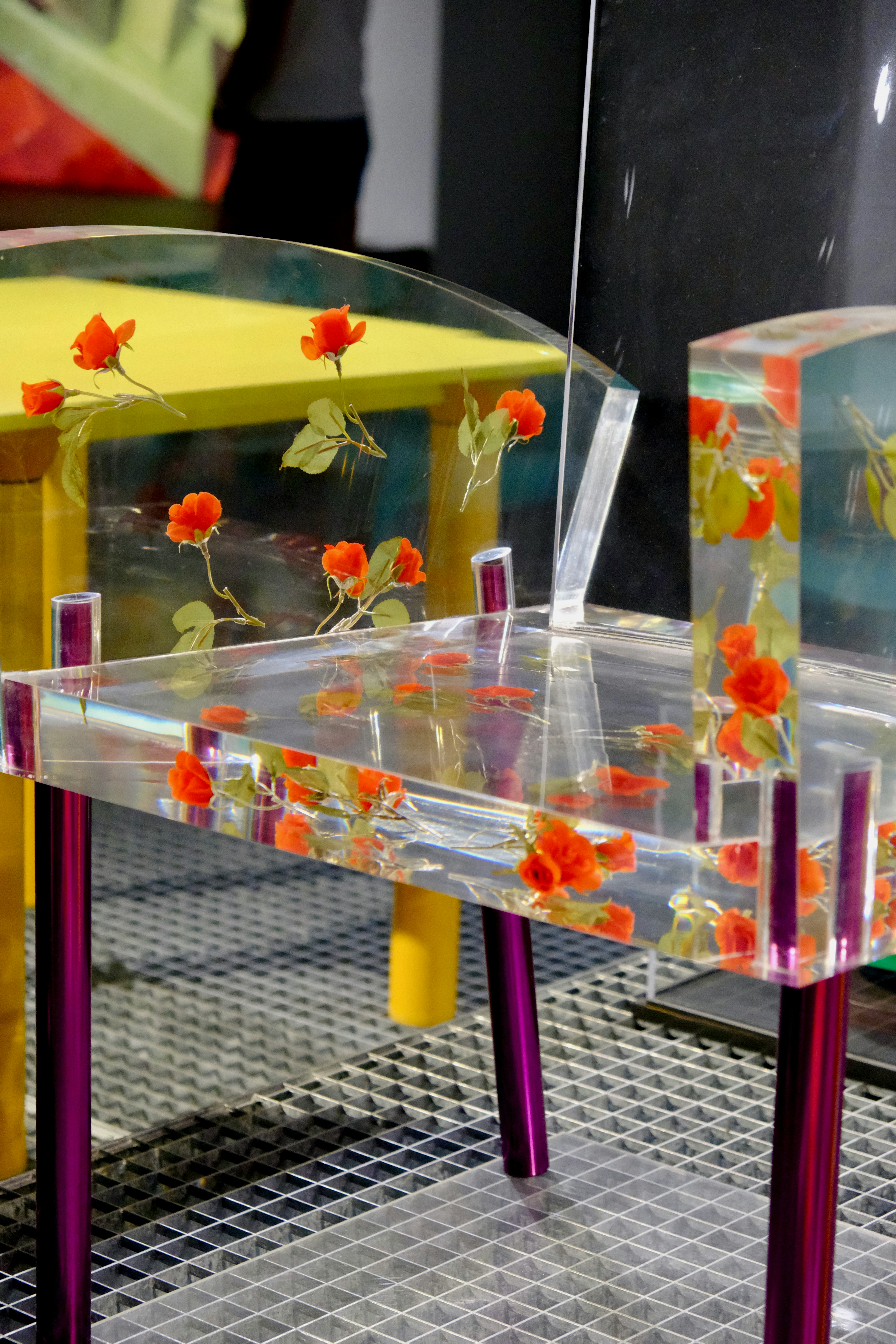 Vivid Roses in Clear Acrylic Exhibit