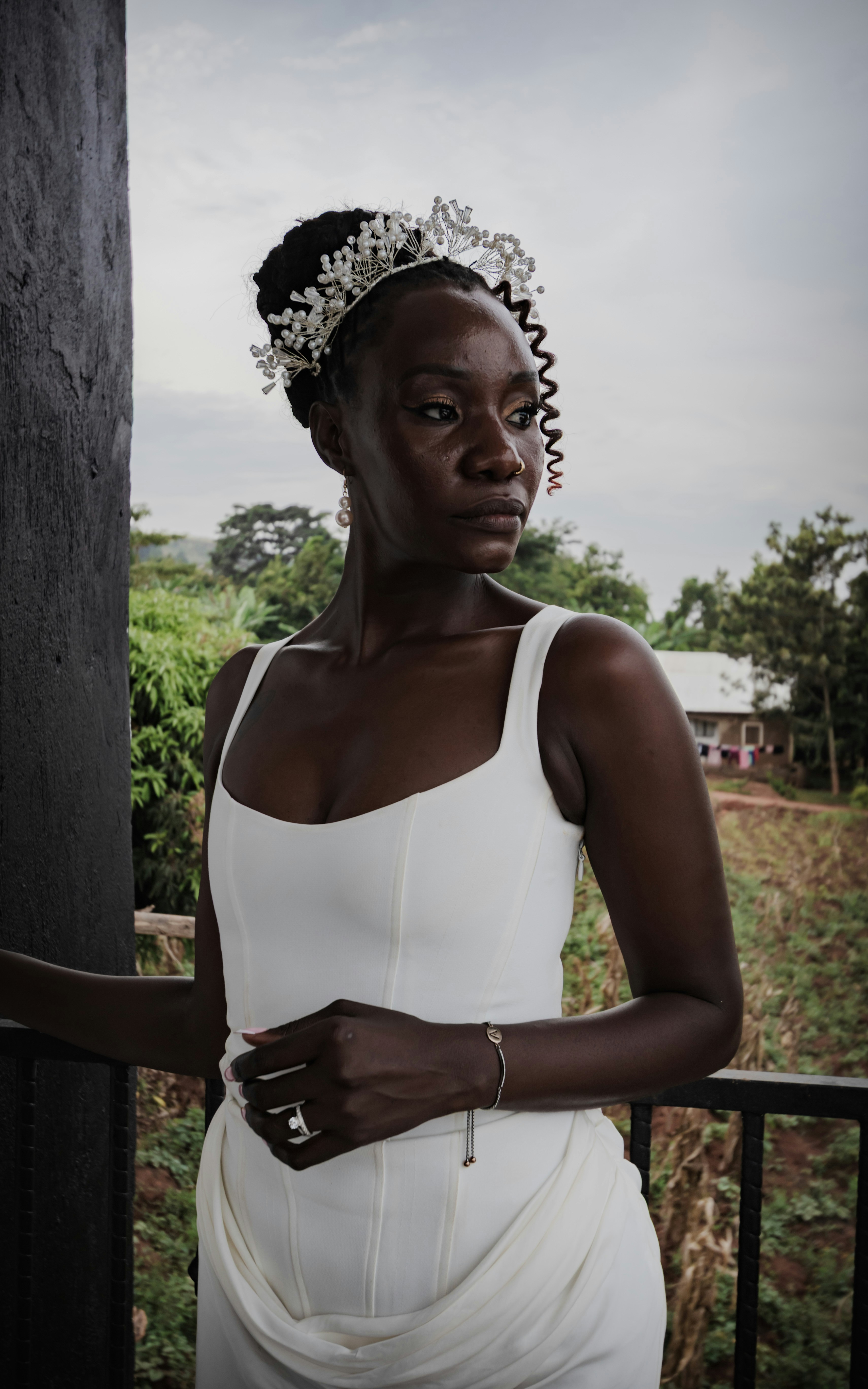 Graceful Bride on a Terrace