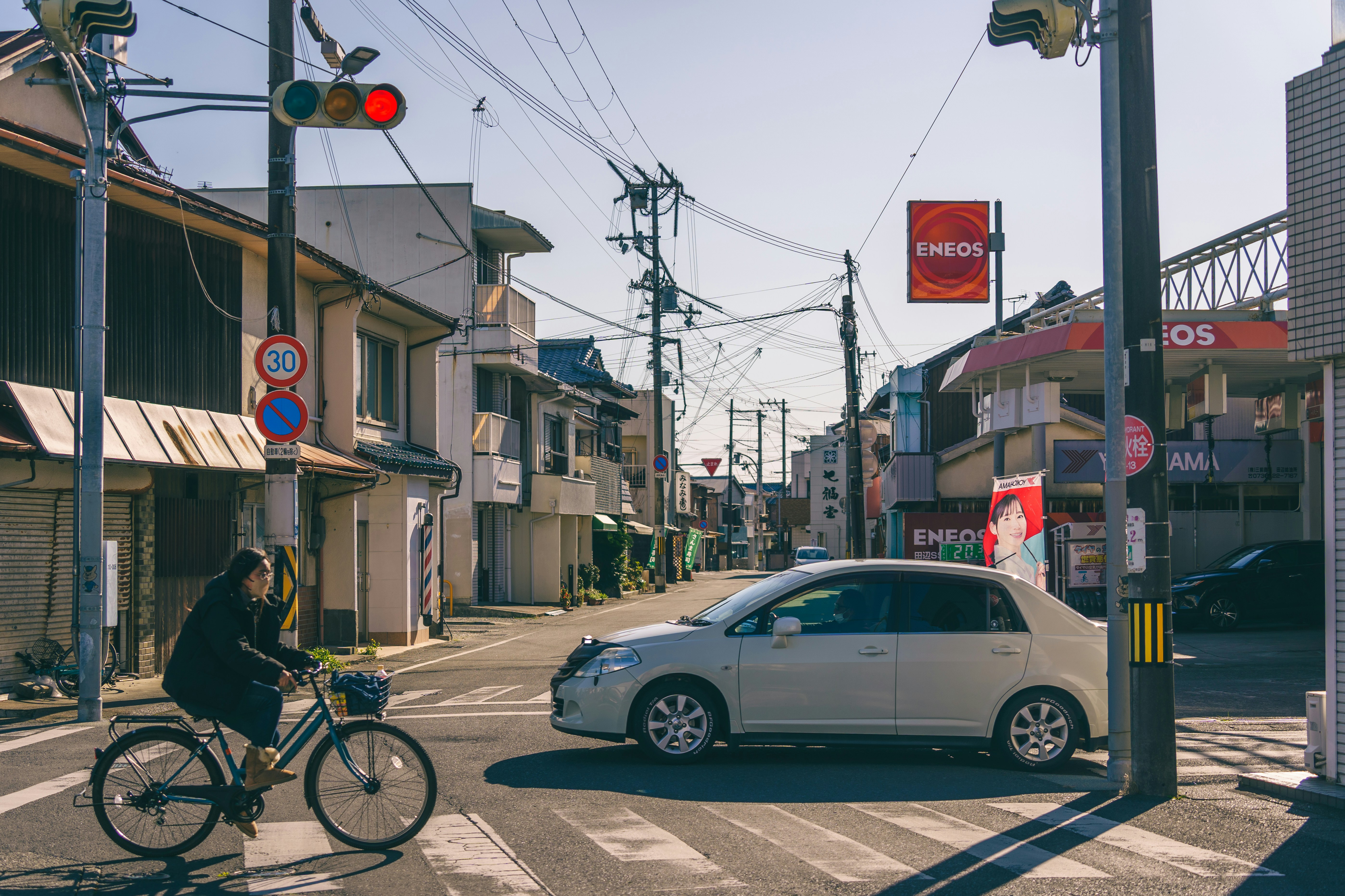 Urban Crossroads: A Quiet Moment at a Busy Intersection