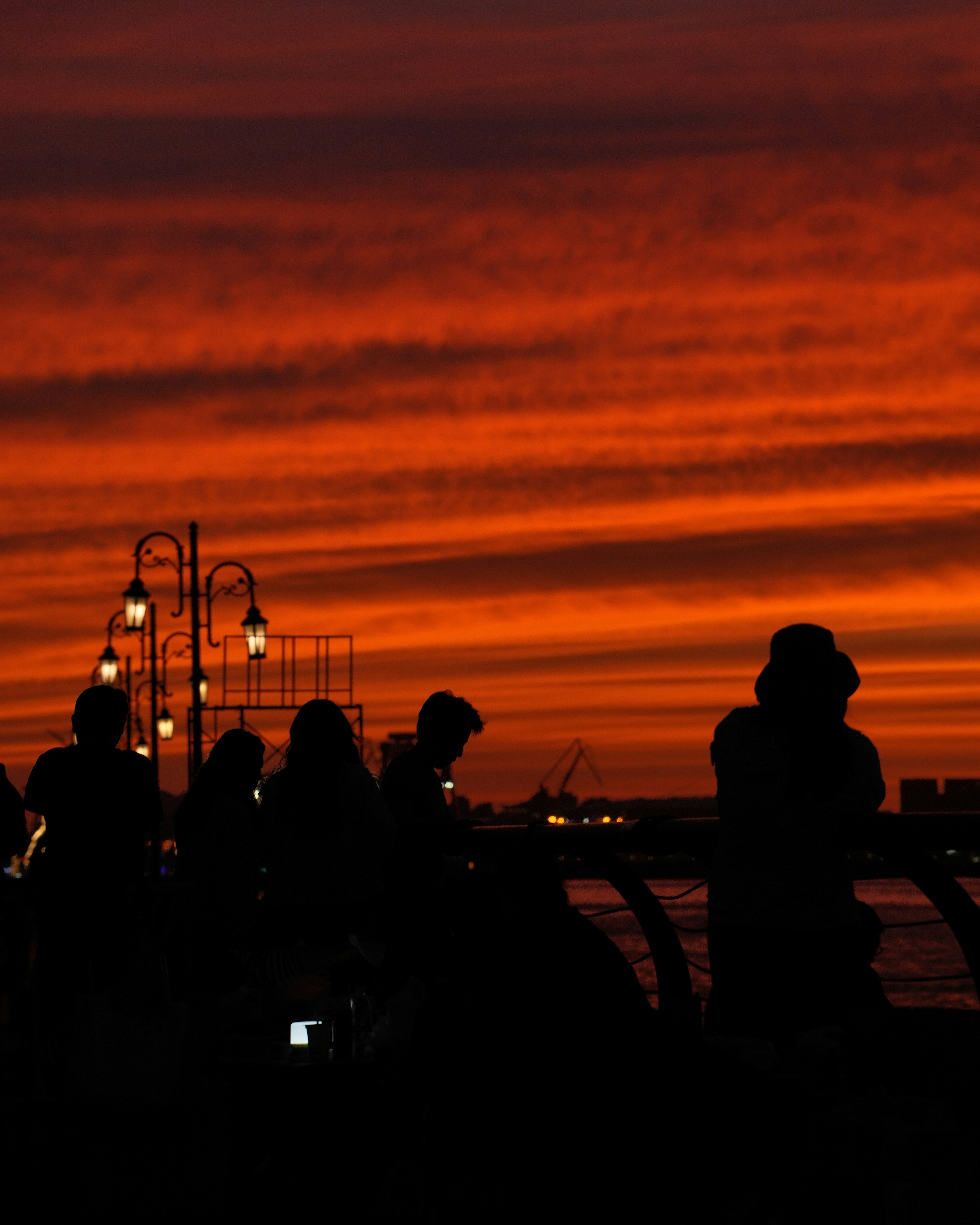 Silhouettes and Ember Sky at Waterfront