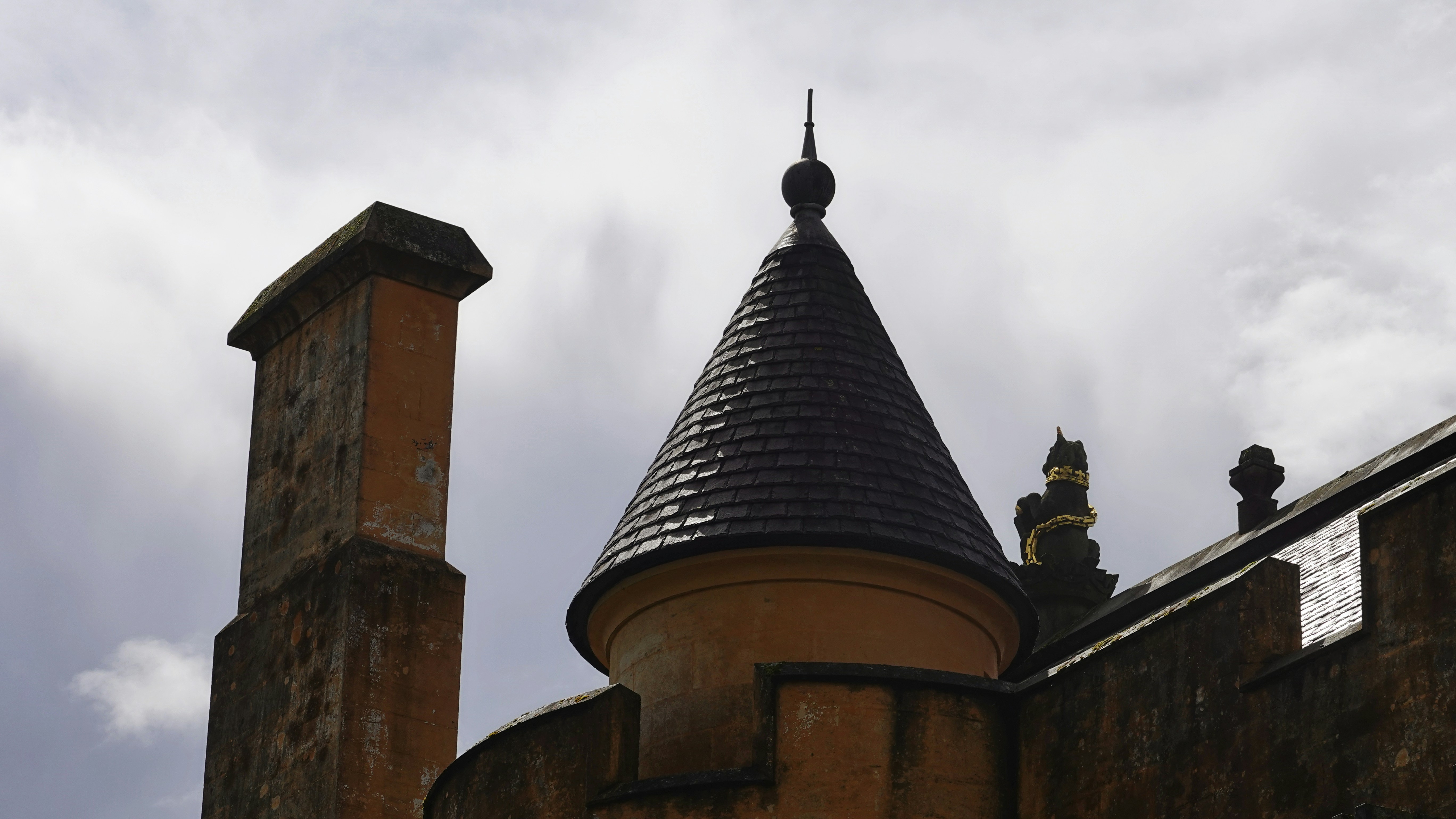 Castle Turret Under a Striped Sky