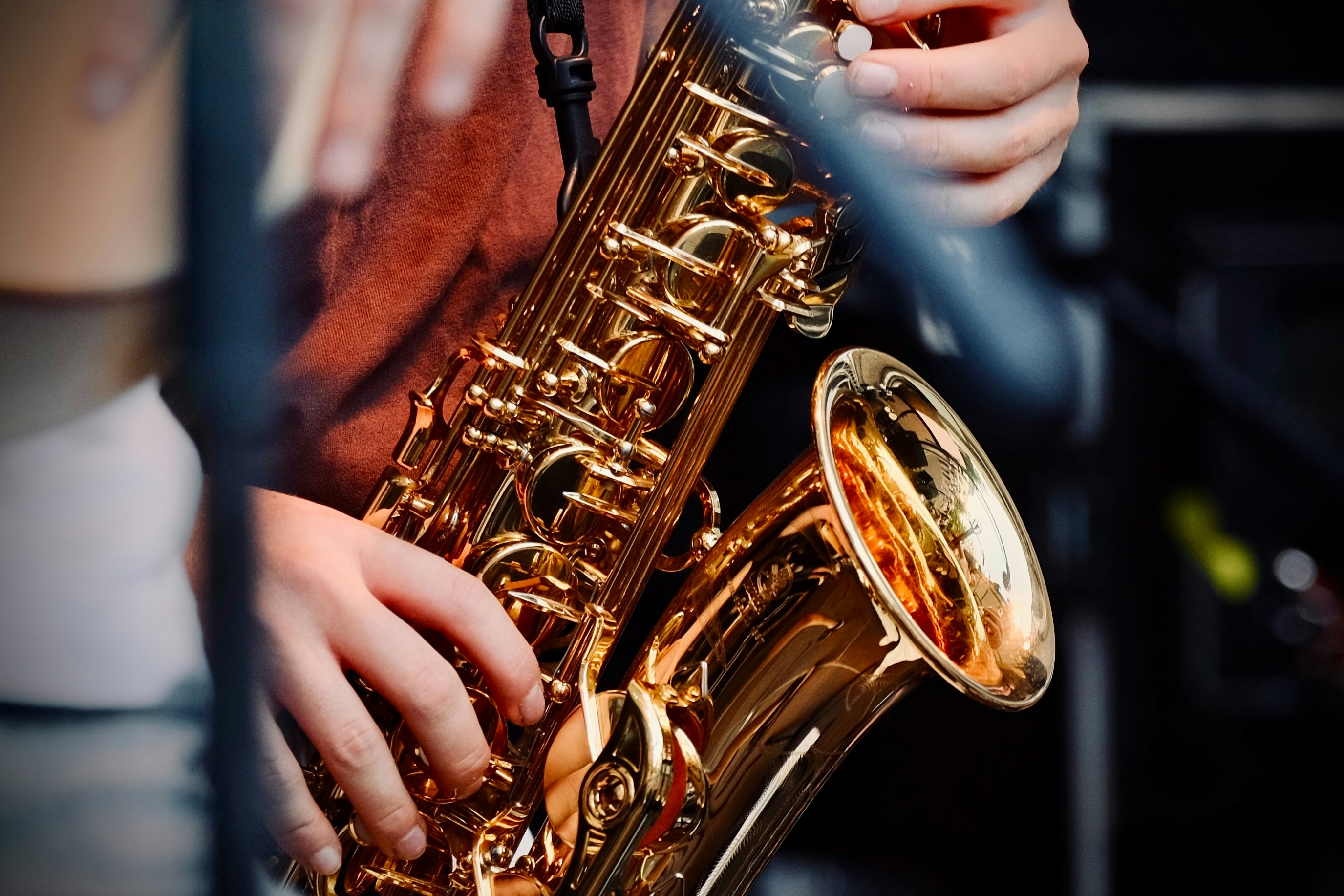Golden Soprano: Close-Up of a Saxophone in Motion