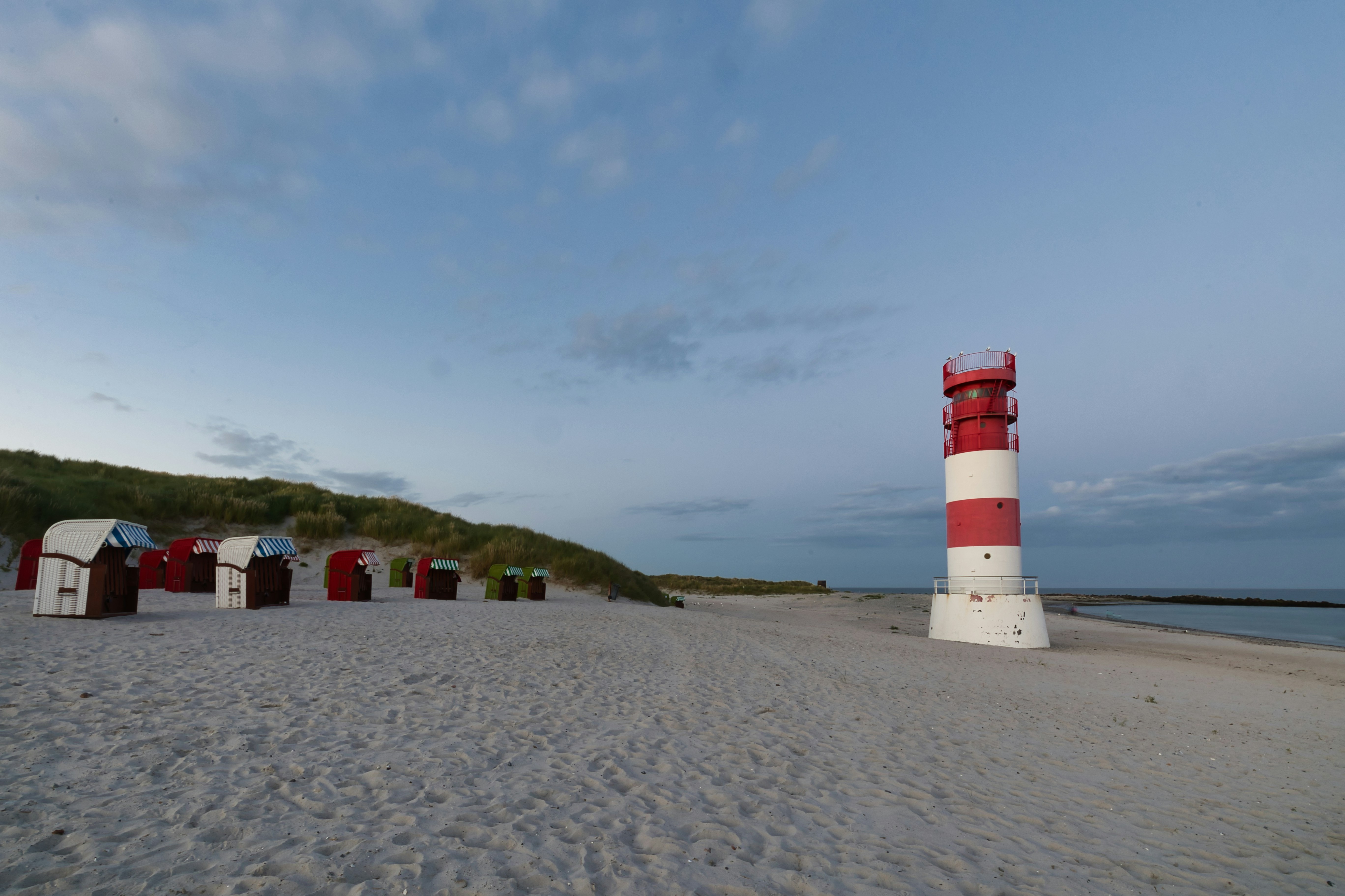 Red-and-White Beacon at Quiet Dune Beach