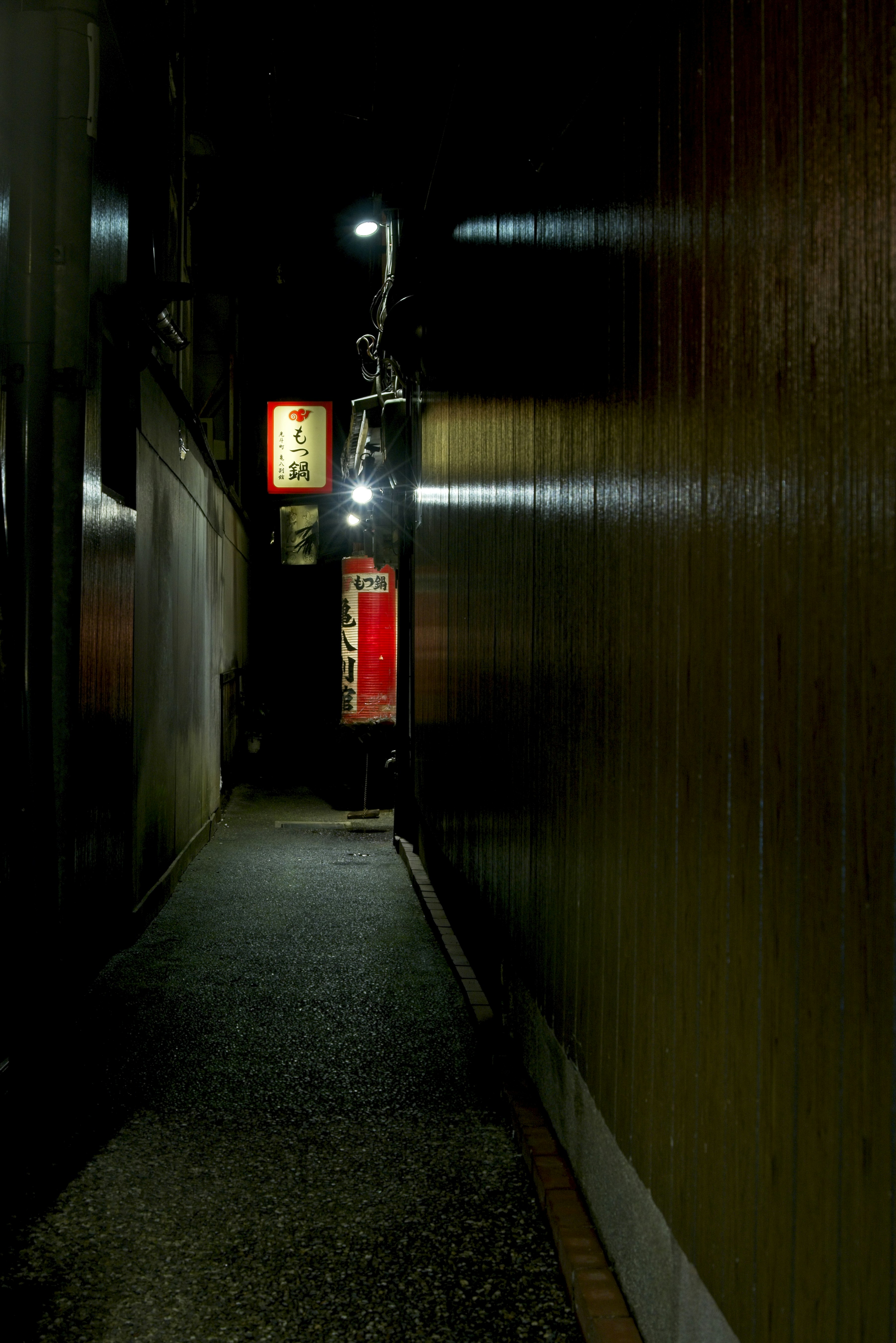 Lantern-lit Alleyway: A Narrow Path to Quiet Signage