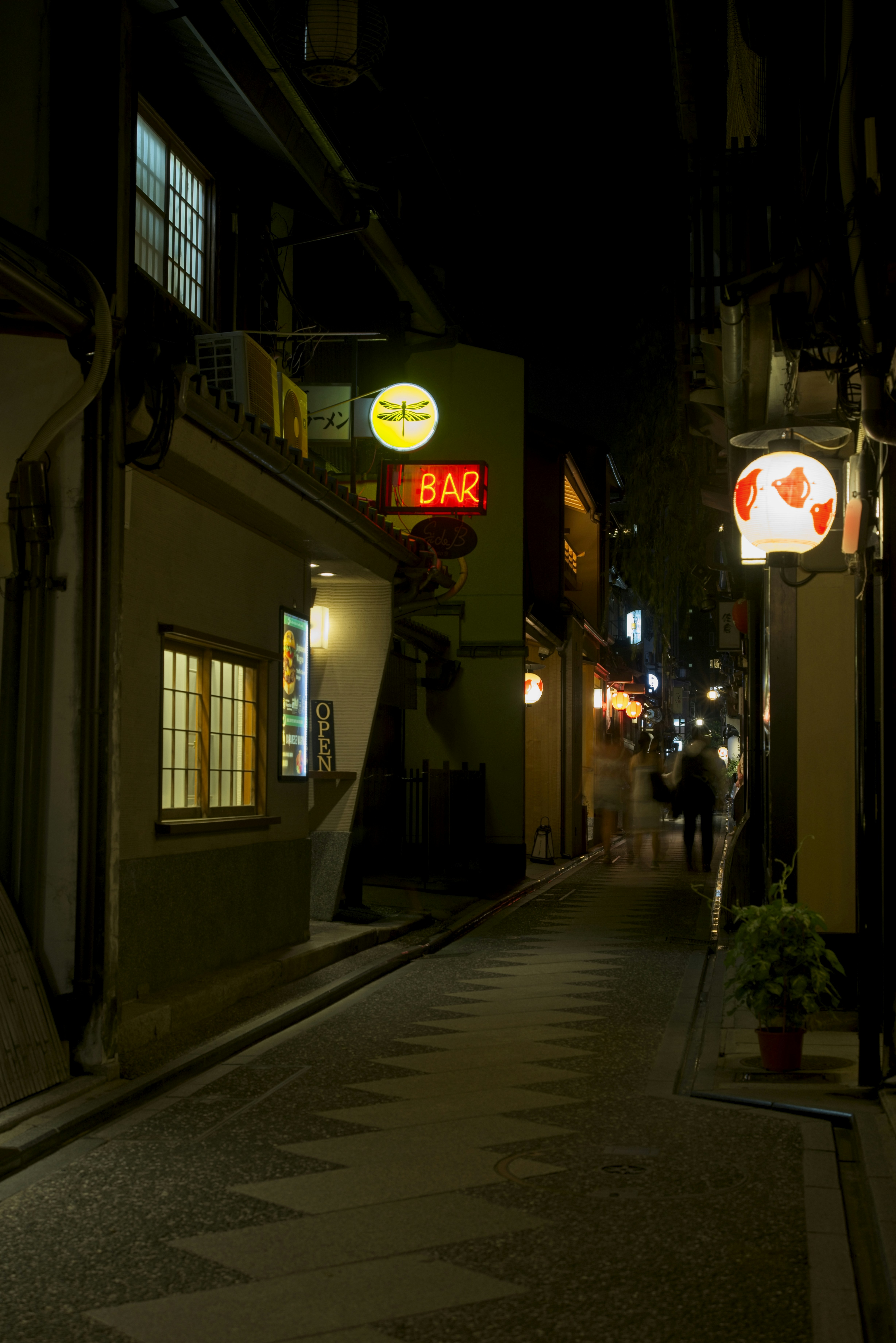 Neon Alleyway in Quiet Night