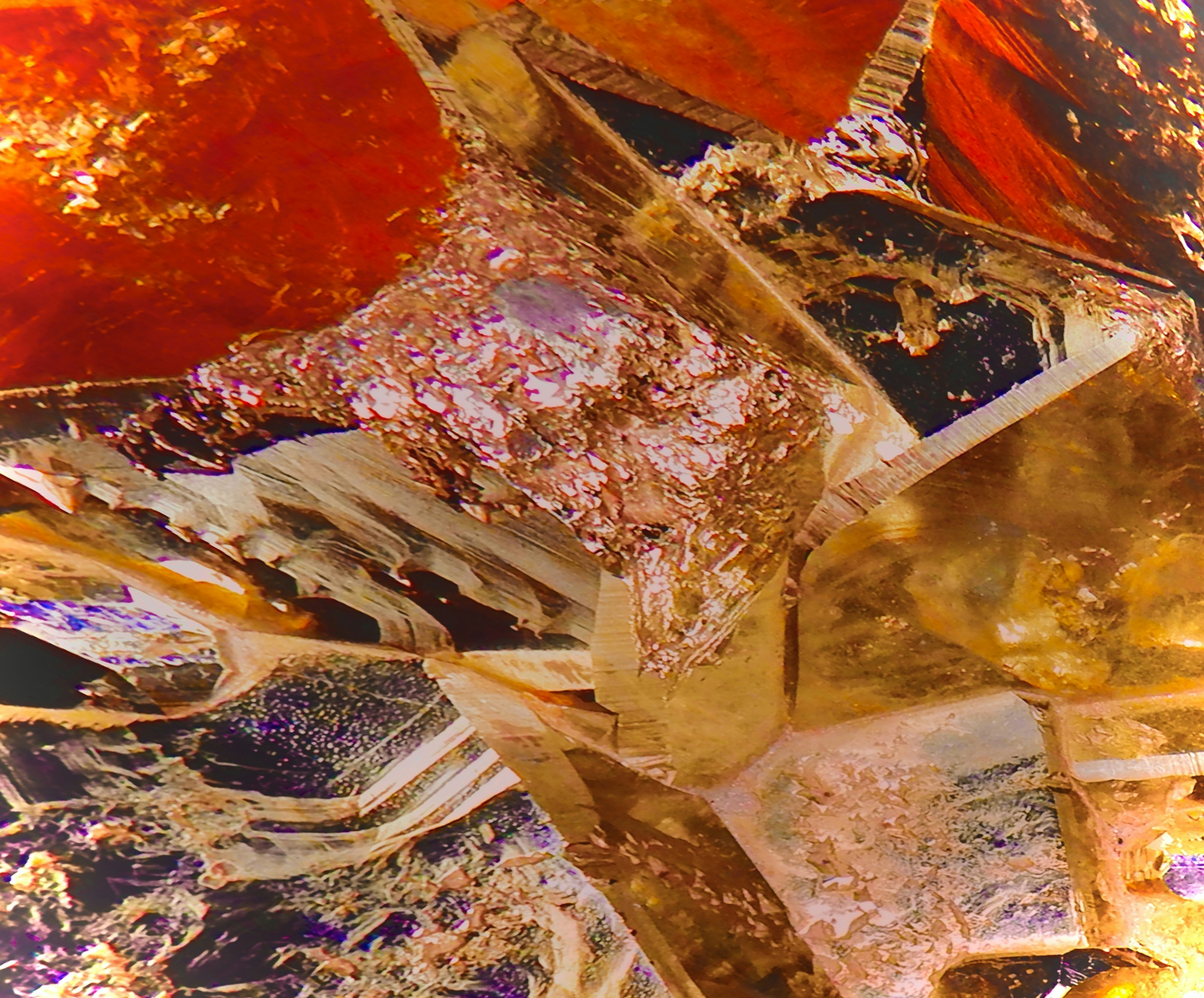 Fragmented Crystal Mosaic Under Warm Ember Light