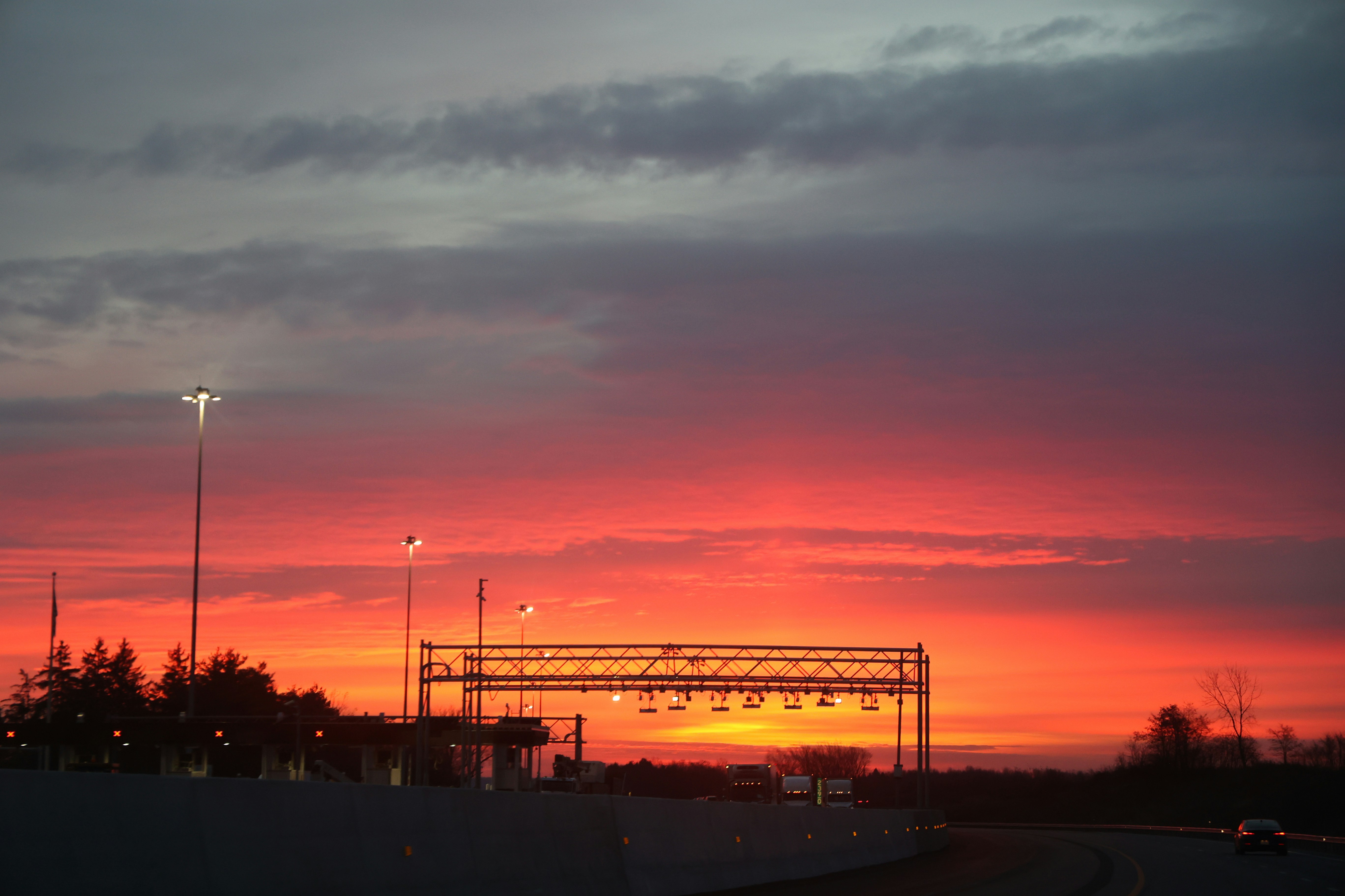 Highway at Dusk: Neon Horizon over an Empty Ramp