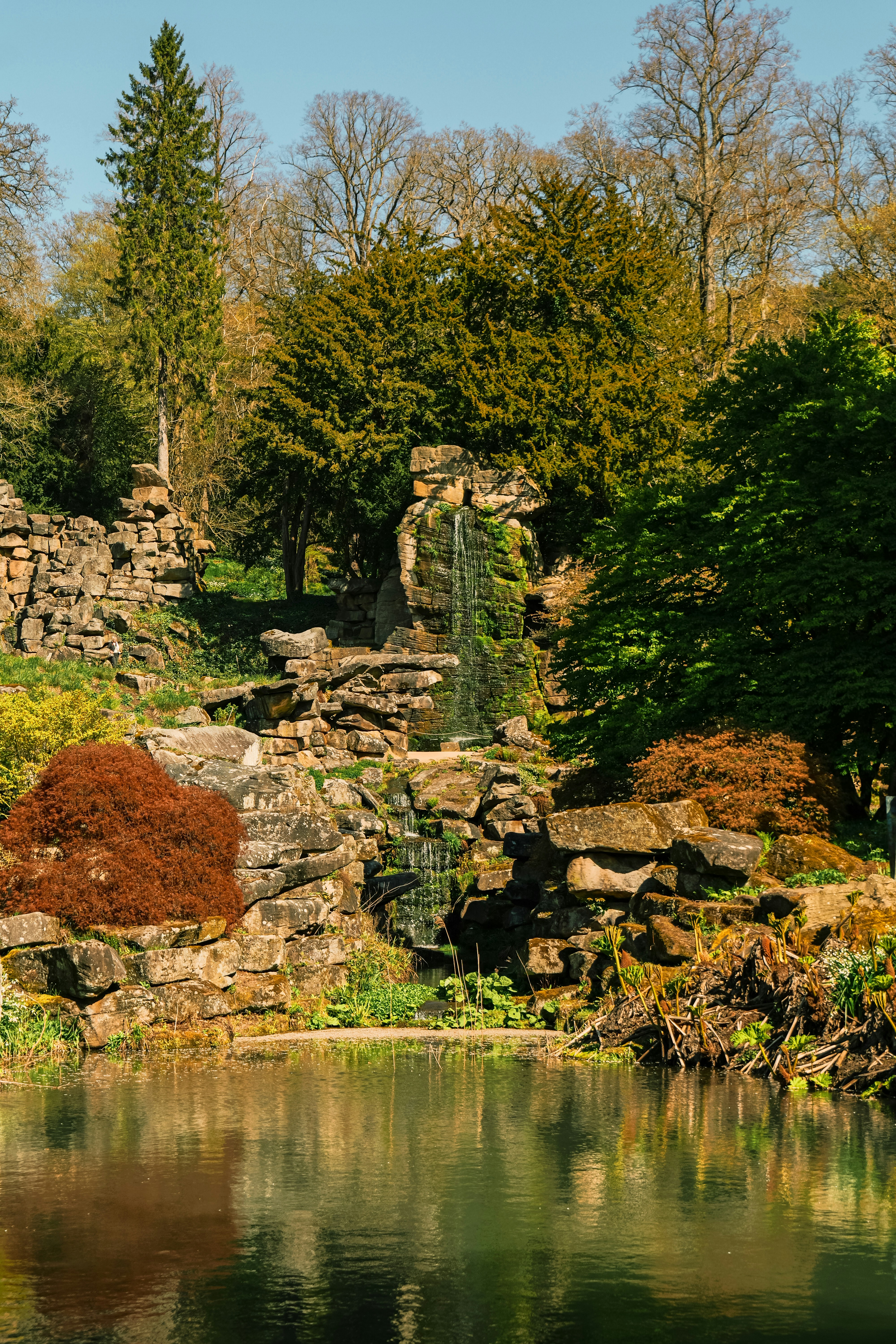 Terraced Rock Garden by a Quiet Pond