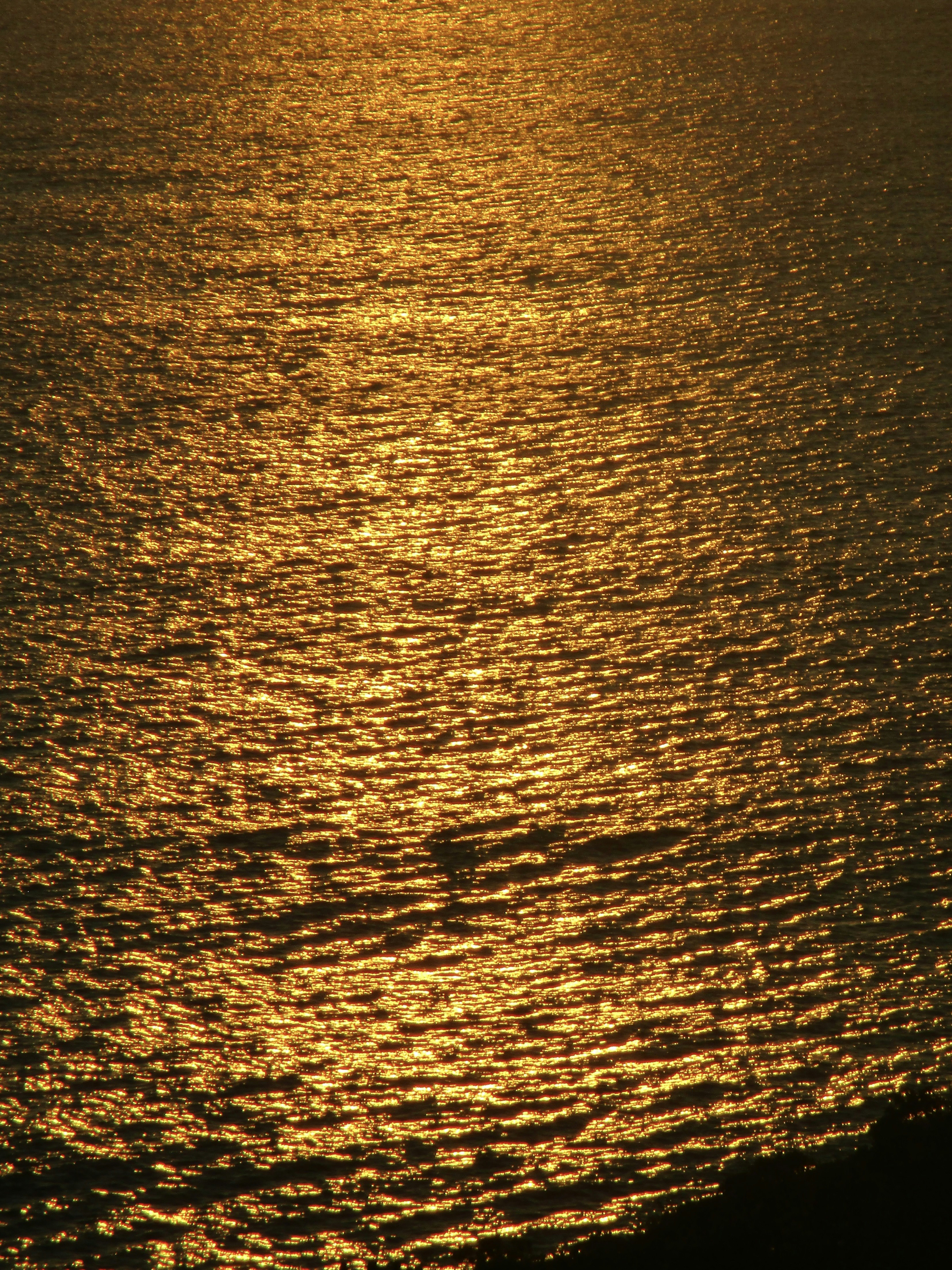 Gilded Ripples: Sunlit Sea in Quiet Dusk