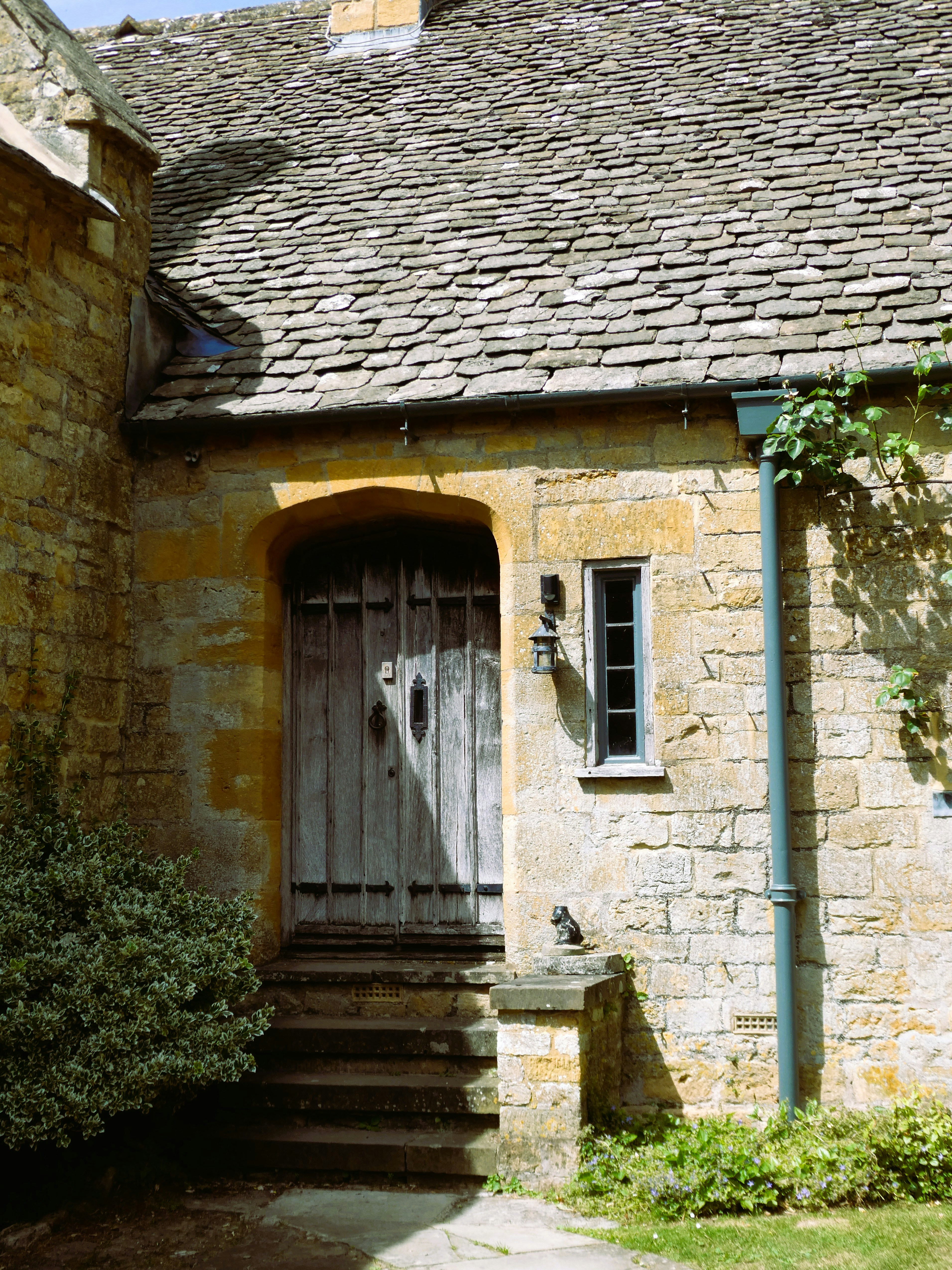 Weathered Stone Doorway in Quiet Courtyard