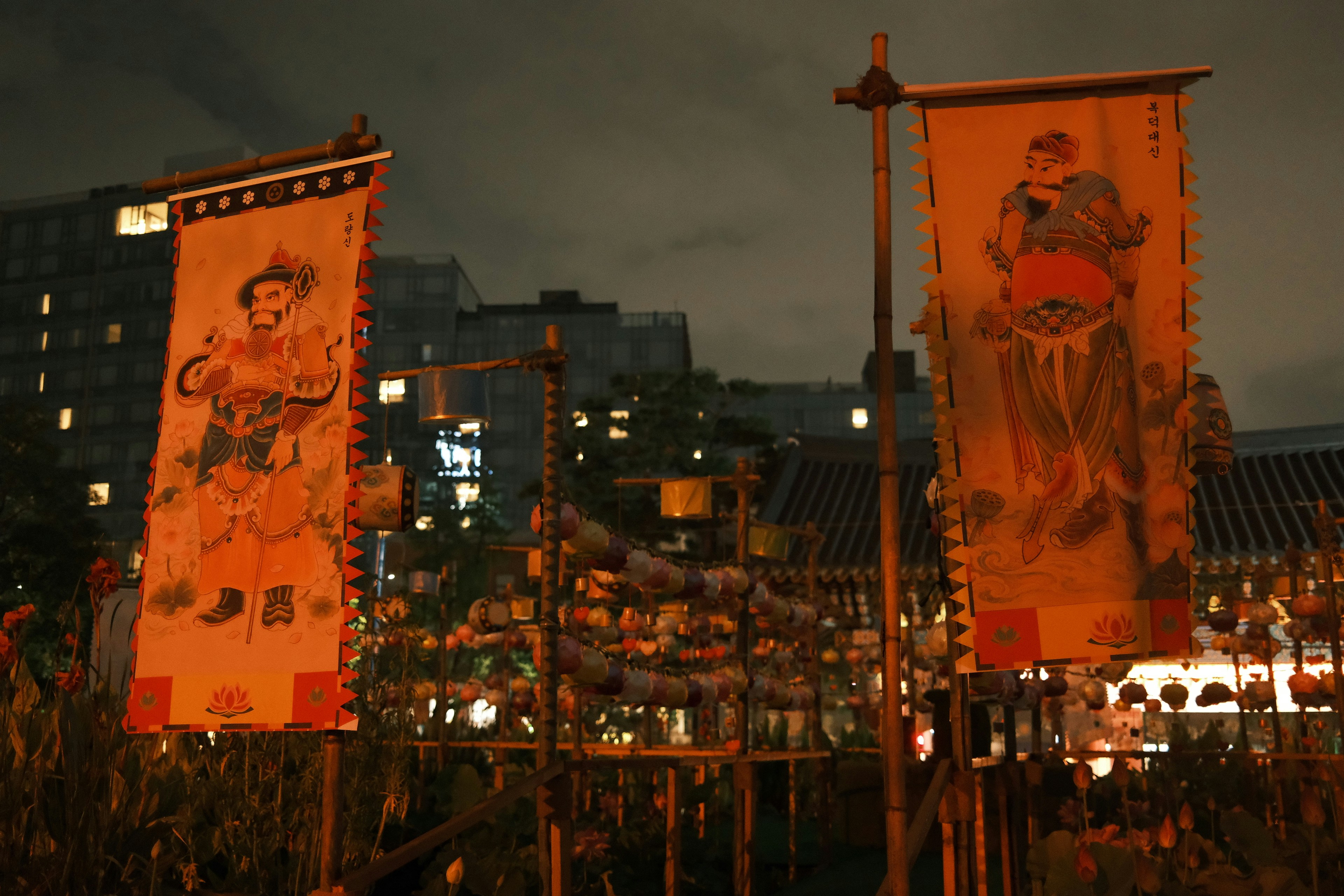 Lantern-lit Procession: banners and crowds in a dusk festival