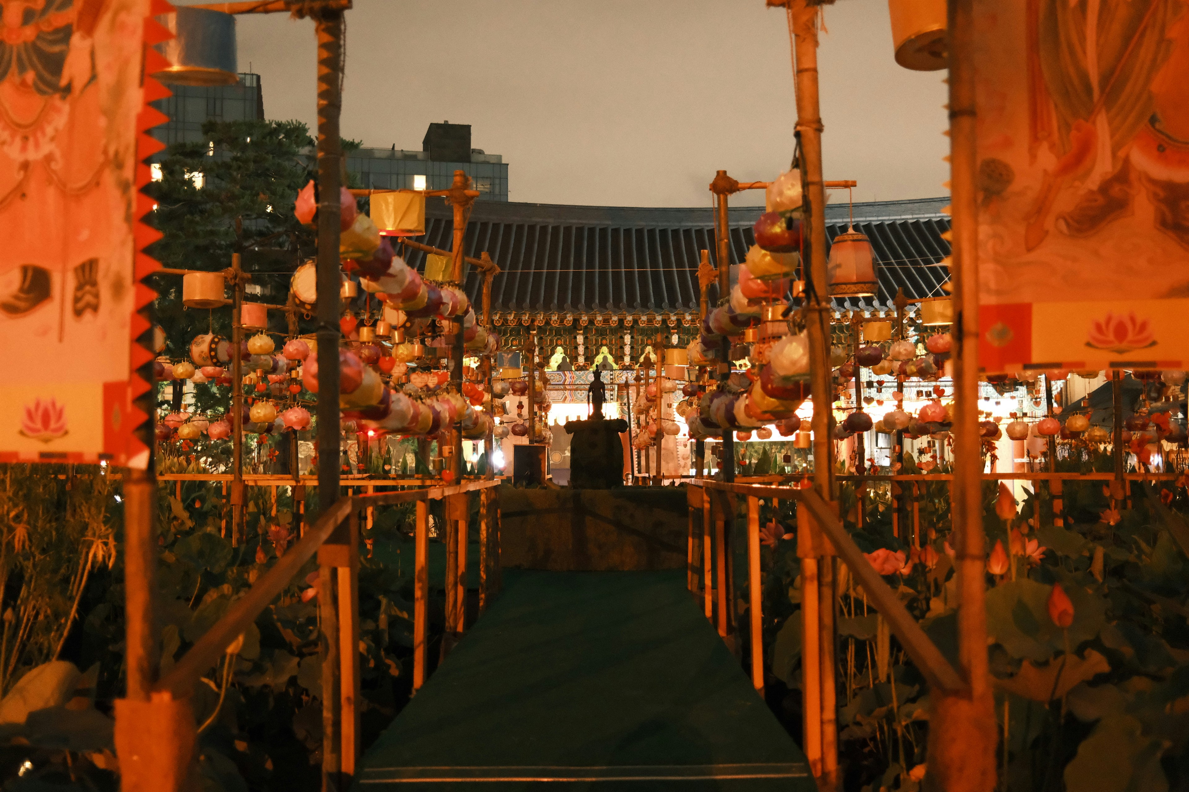 Lantern-lit Path to a Shrine: Night Festival Centerpiece