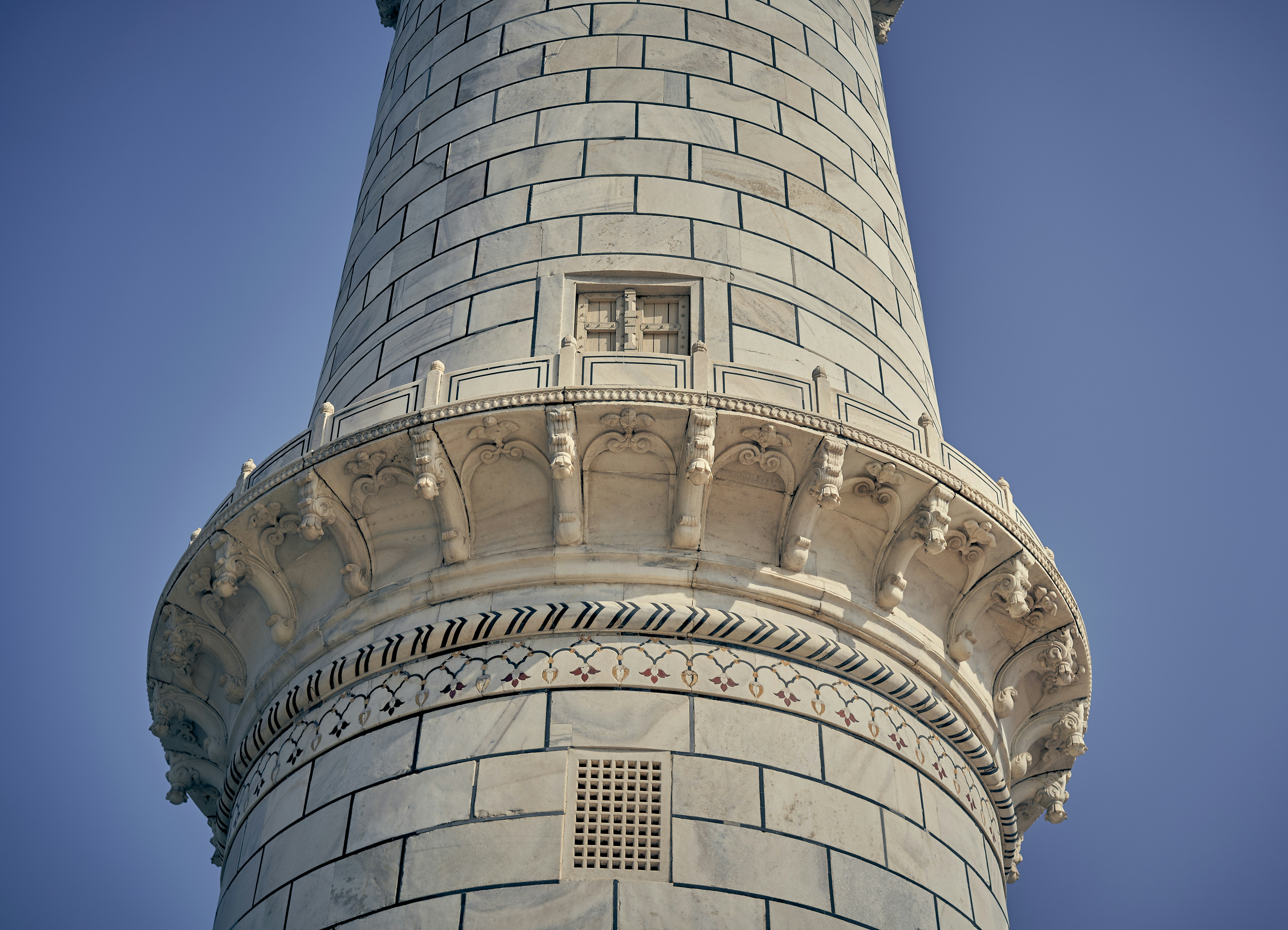 Carved Cornice and Stonework Closer Look on a Monumental Column