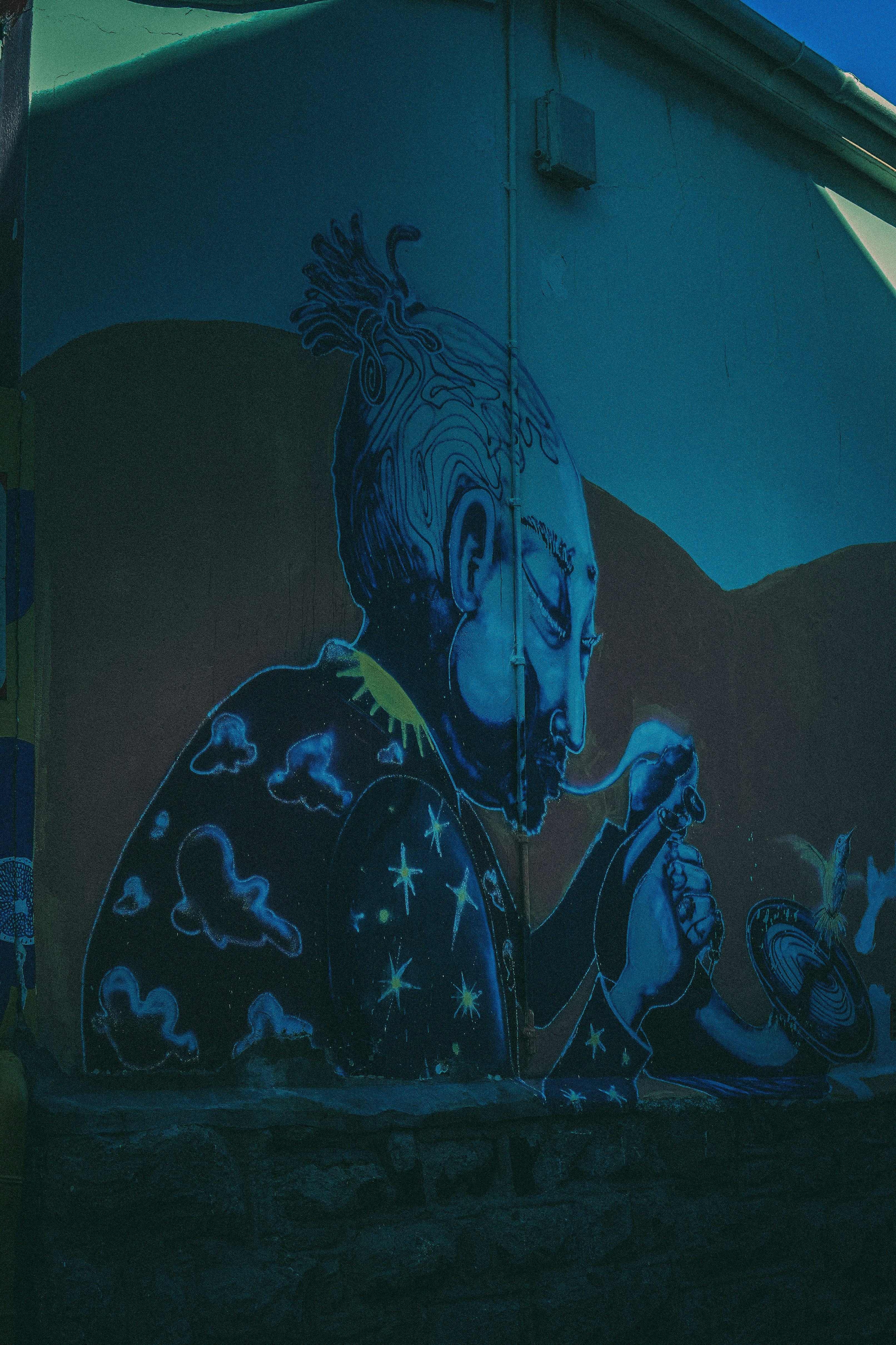 Blue-Tinted Prophet: A Muraled Portrait of Reverie