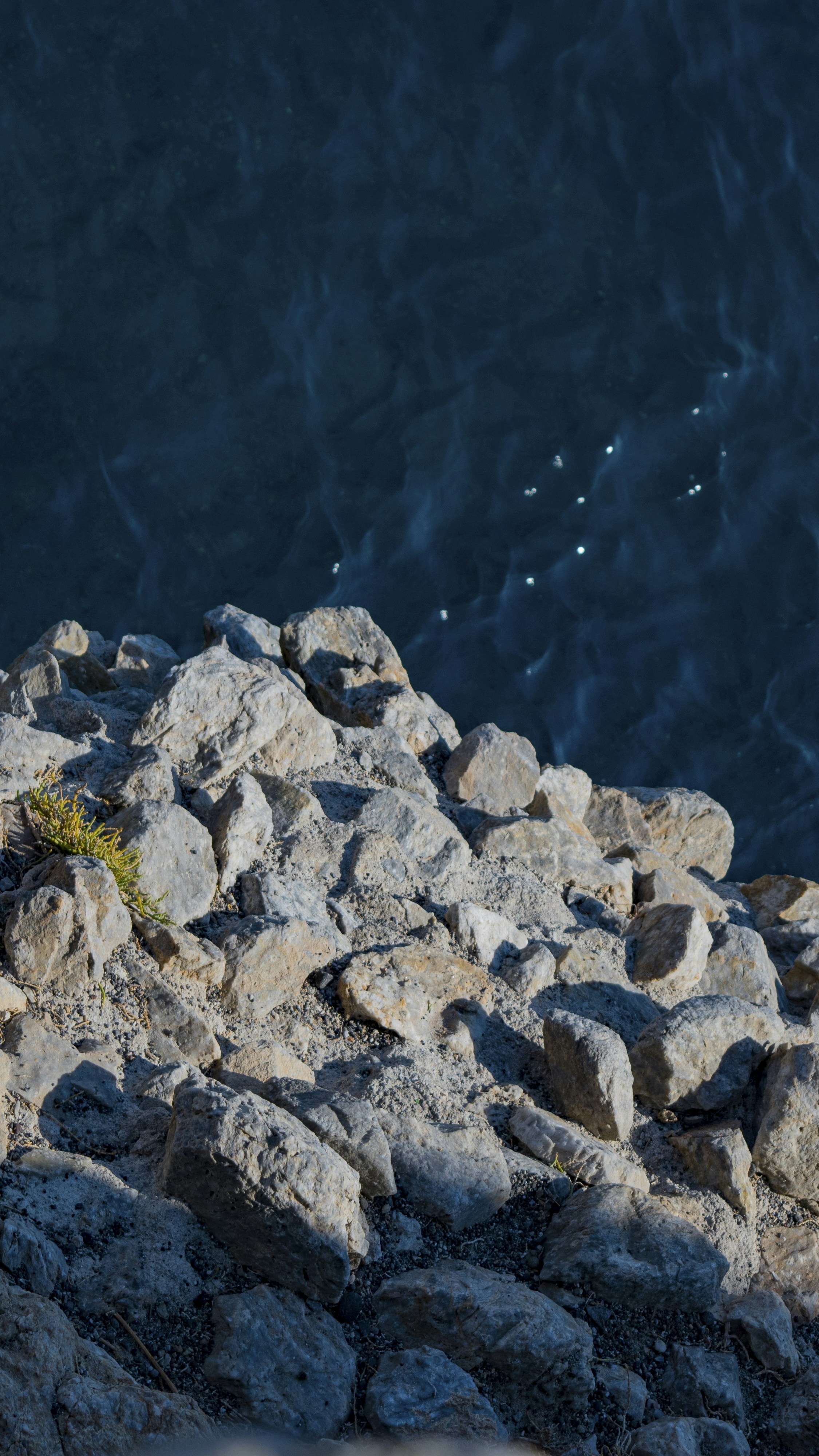 Gullies and Granite: A Coastal Cliff Descending into Deep Blue