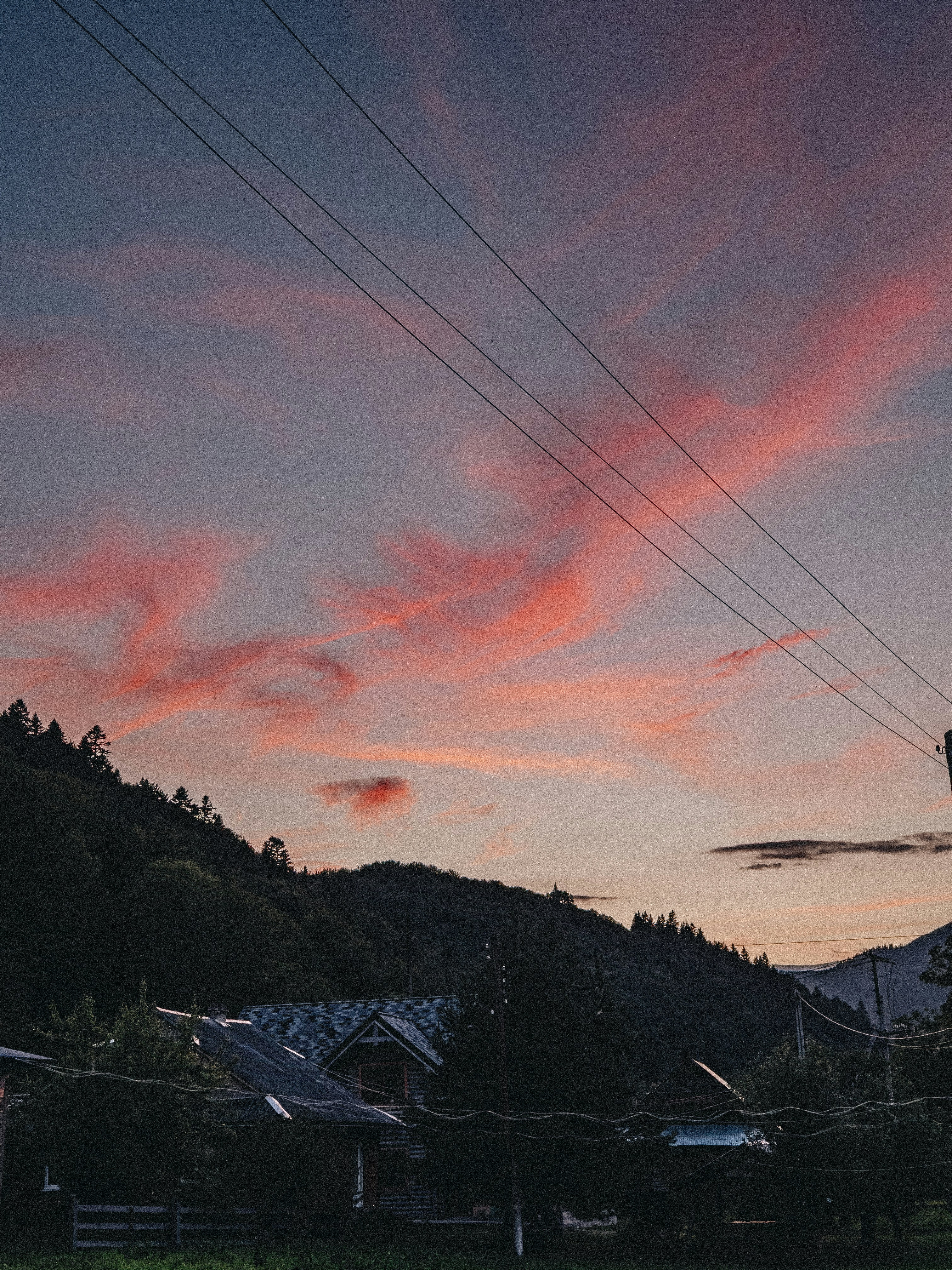 Sunset over a quiet mountain village