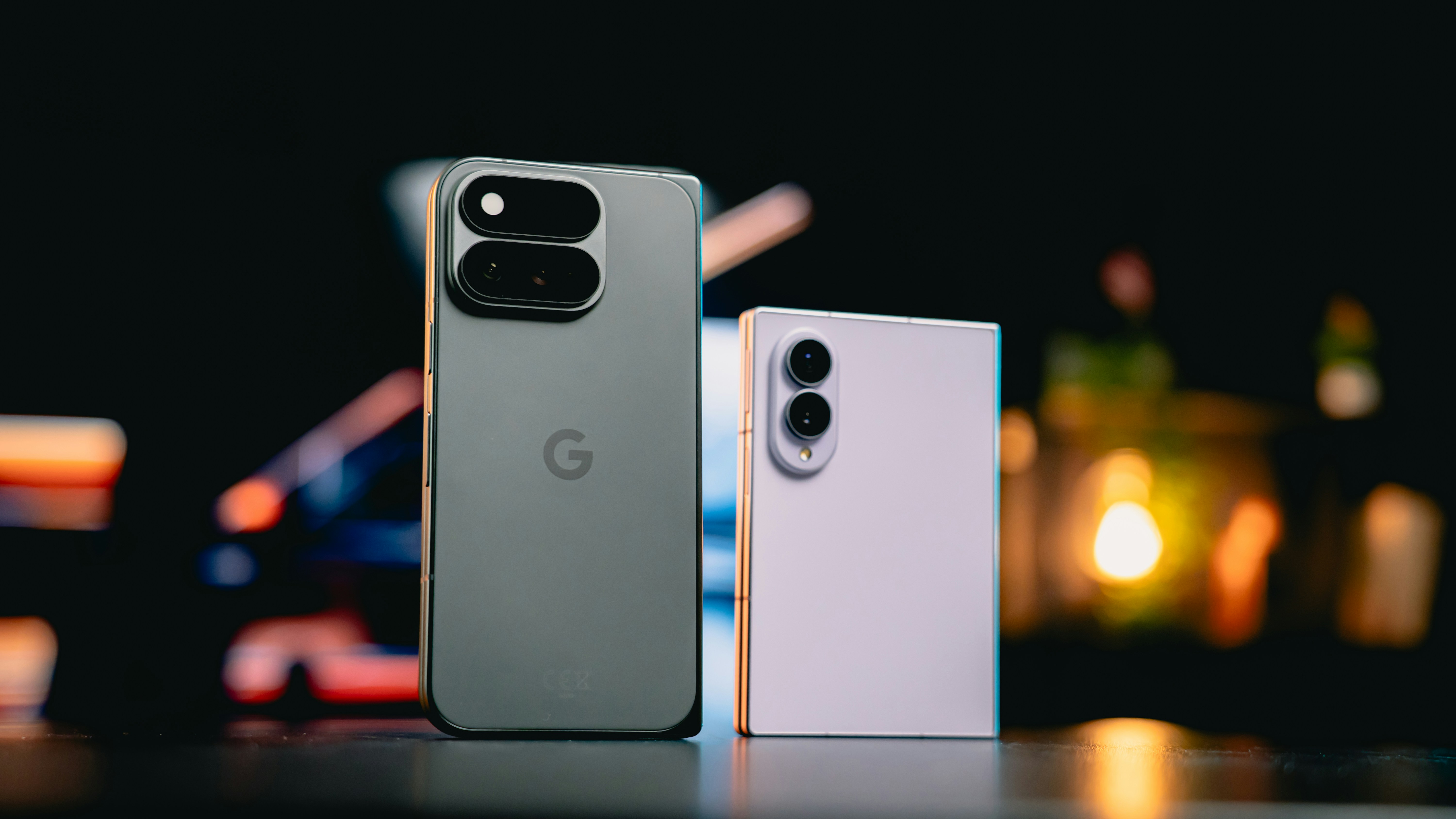 Dual-device Glow: Two Smartphones in Soft Studio Backdrop