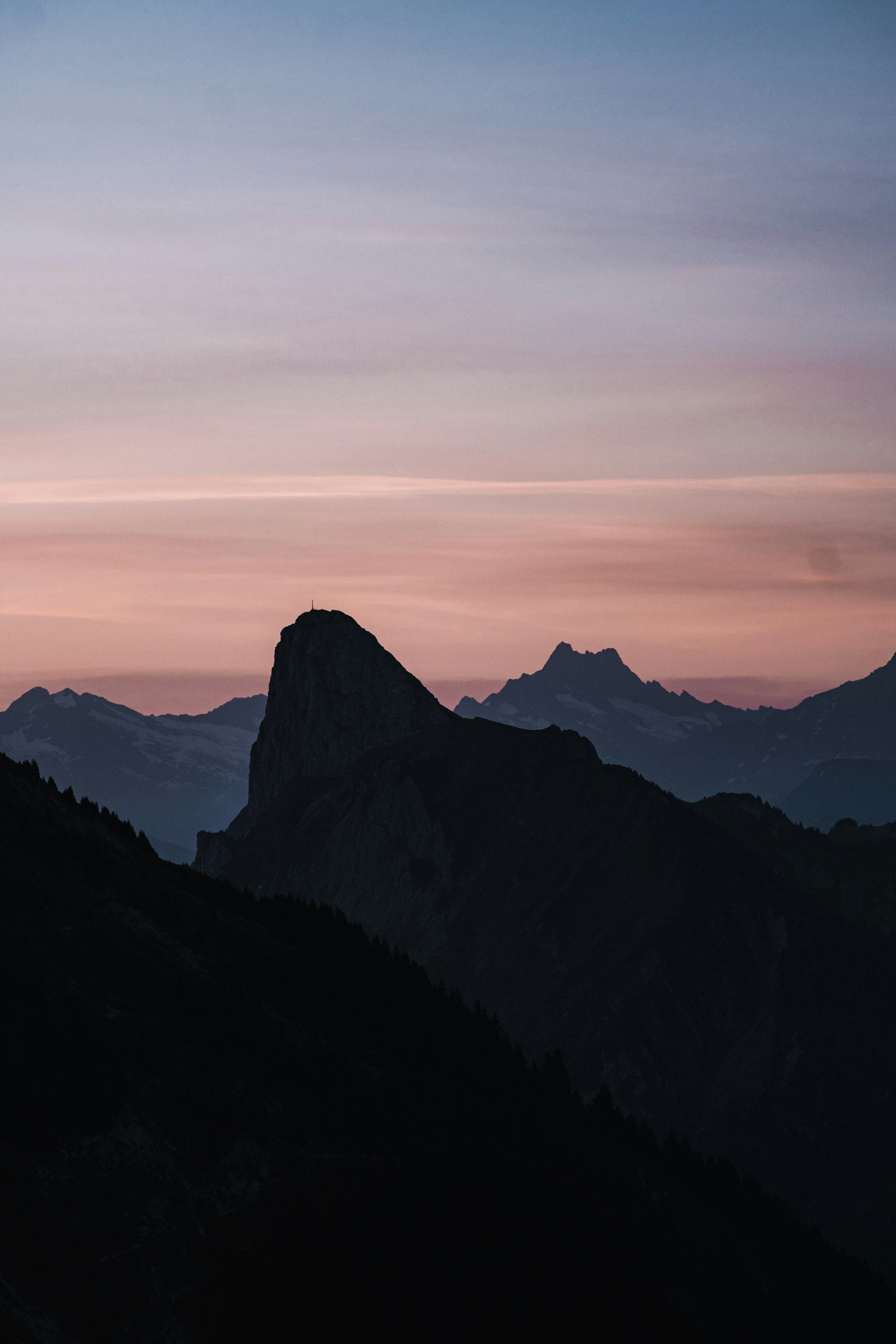 Silhouetted Summit at Dusk