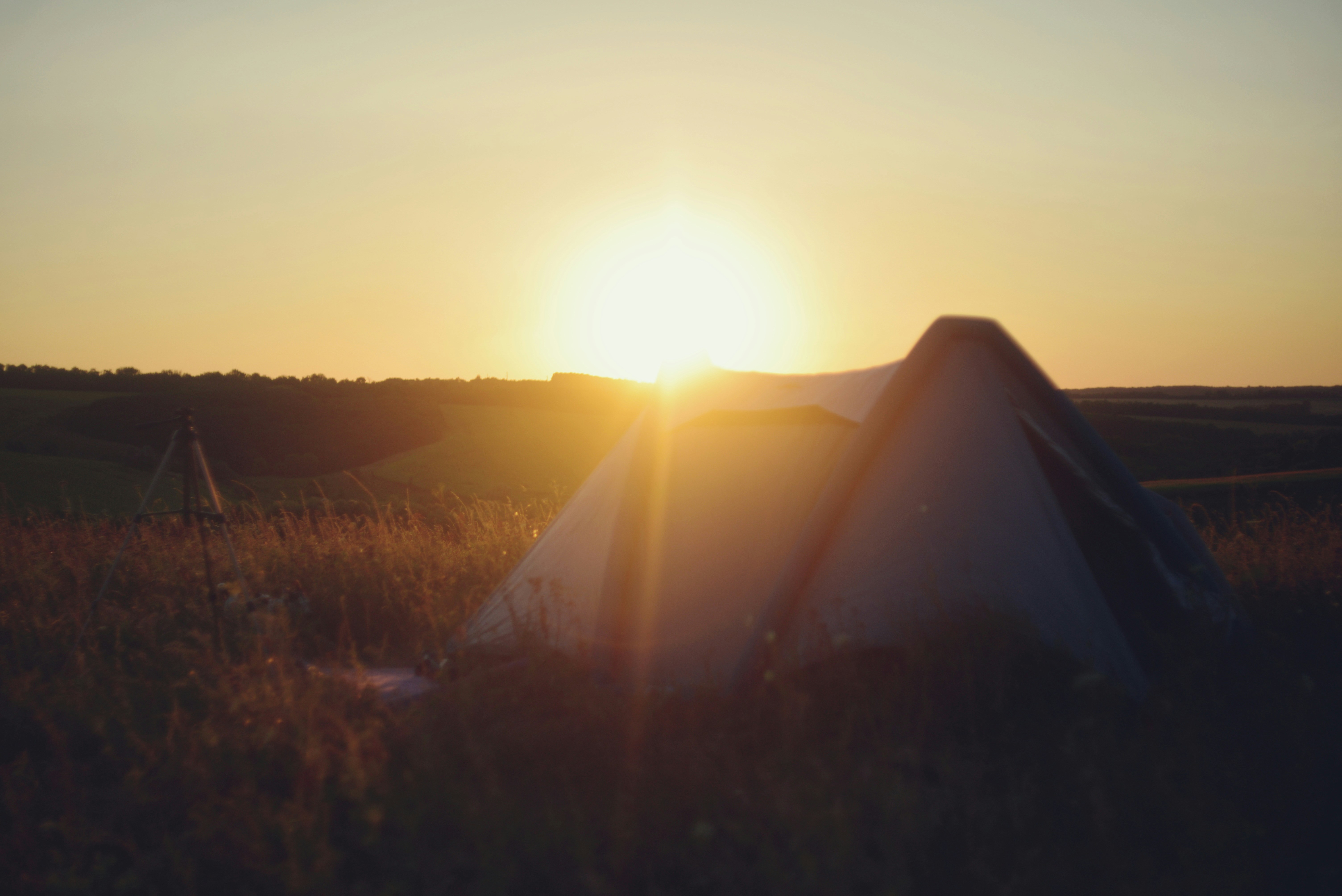 Sun-Kissed Camp: A Quiet Tent at Dusk