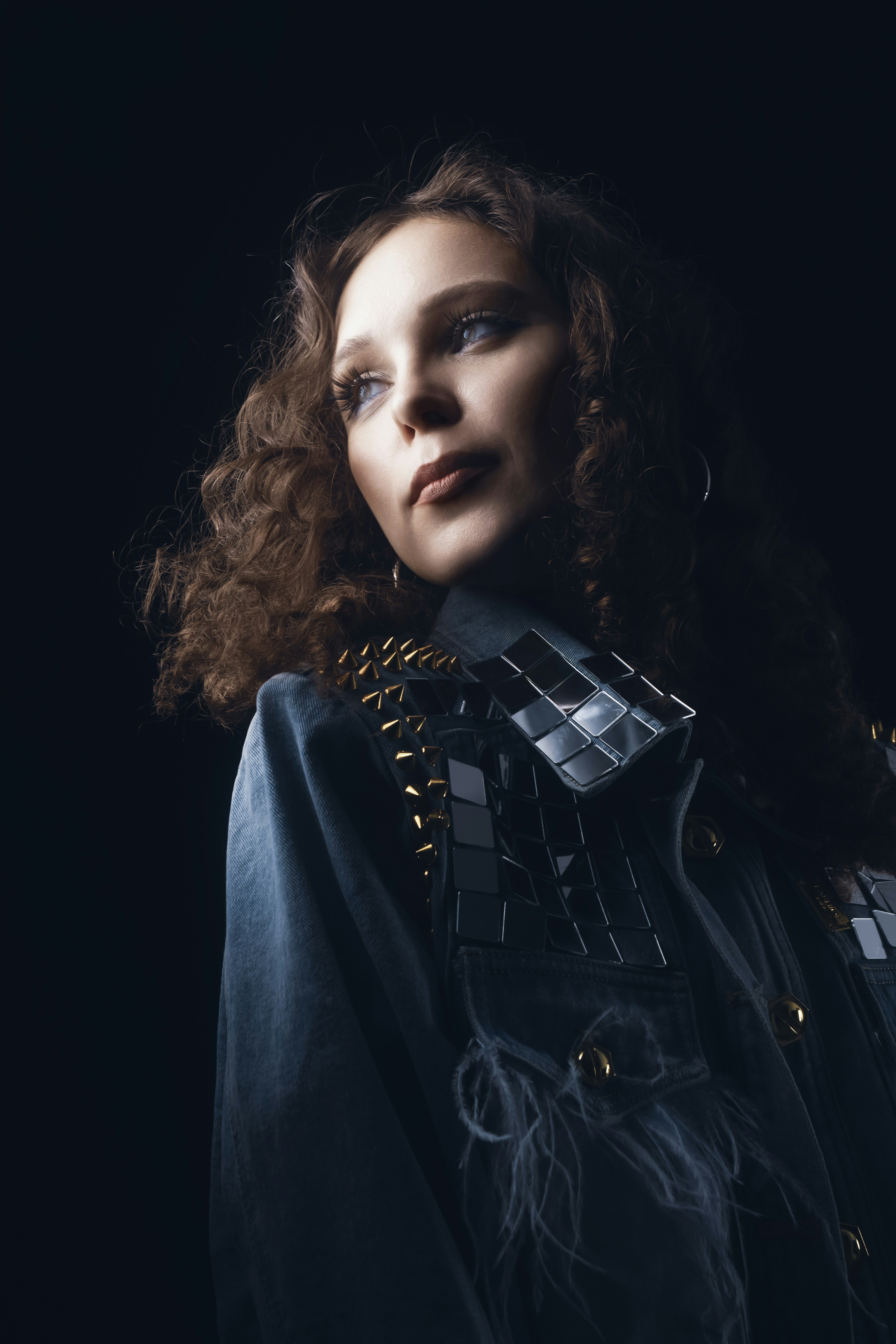 Midnight Muse: Velvet Jacket and Shadowed Gaze