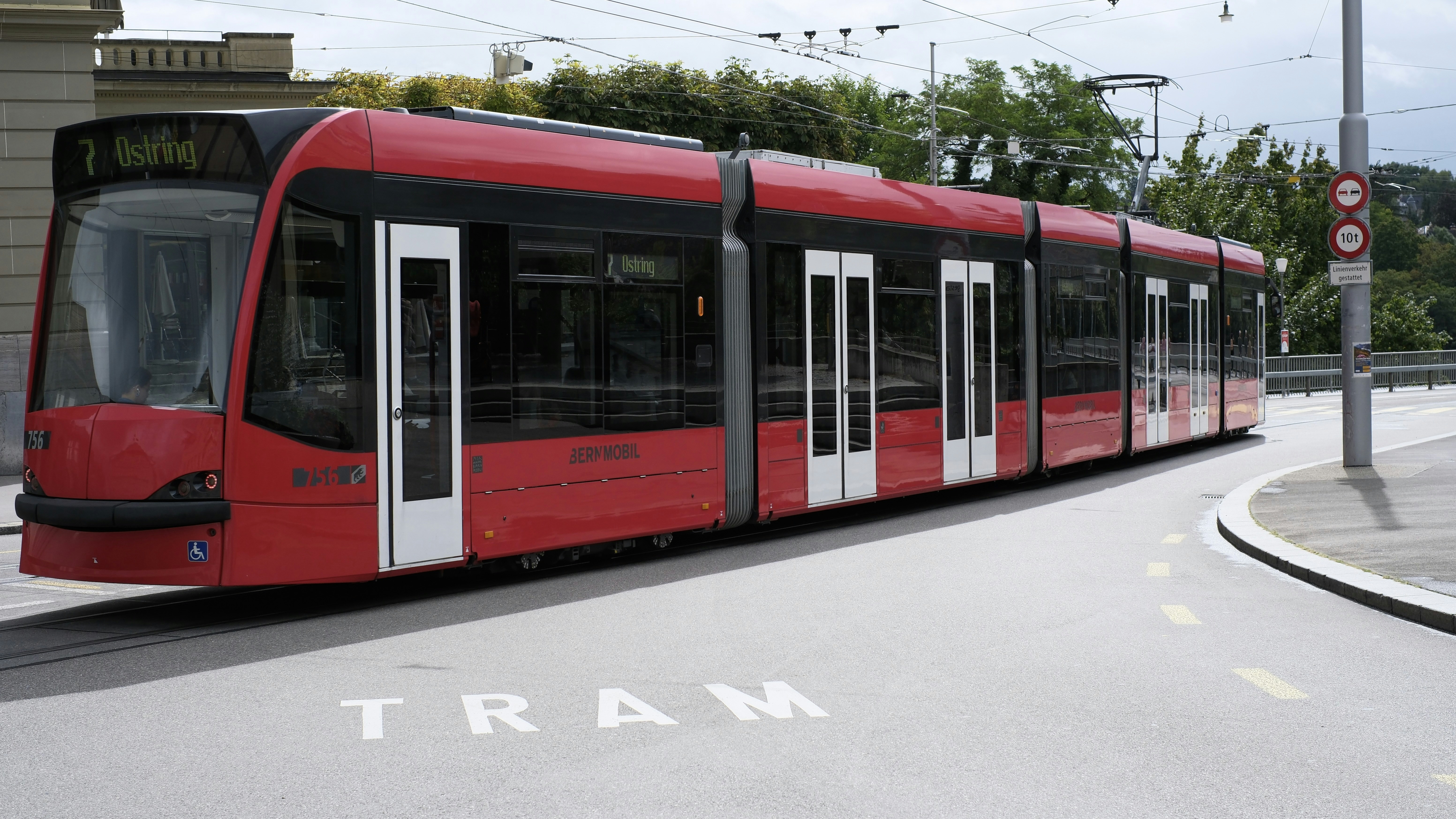 Red Tram Line at a Quiet Platform