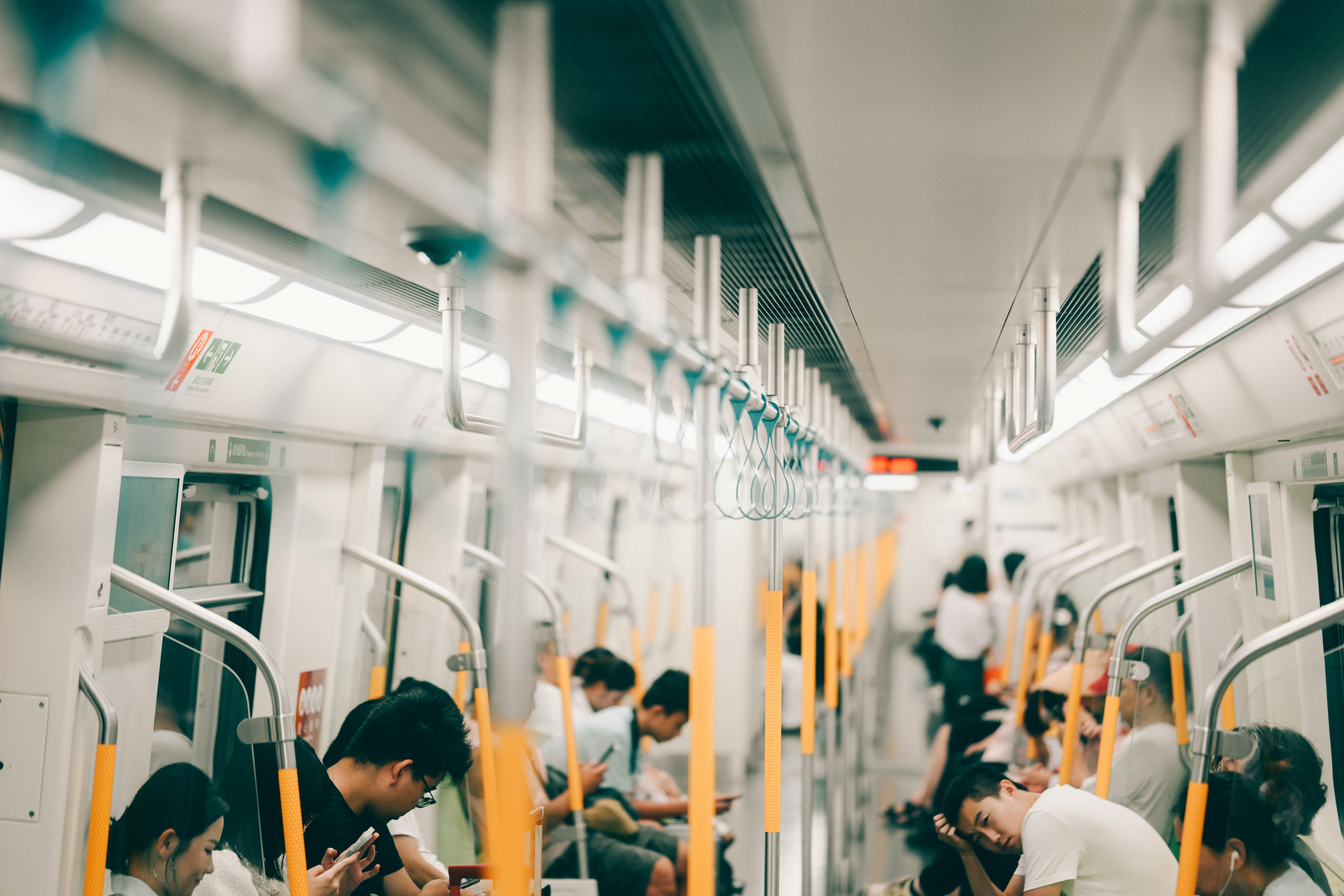 Commuter Train Car: Subtle Motion and Quiet Focus