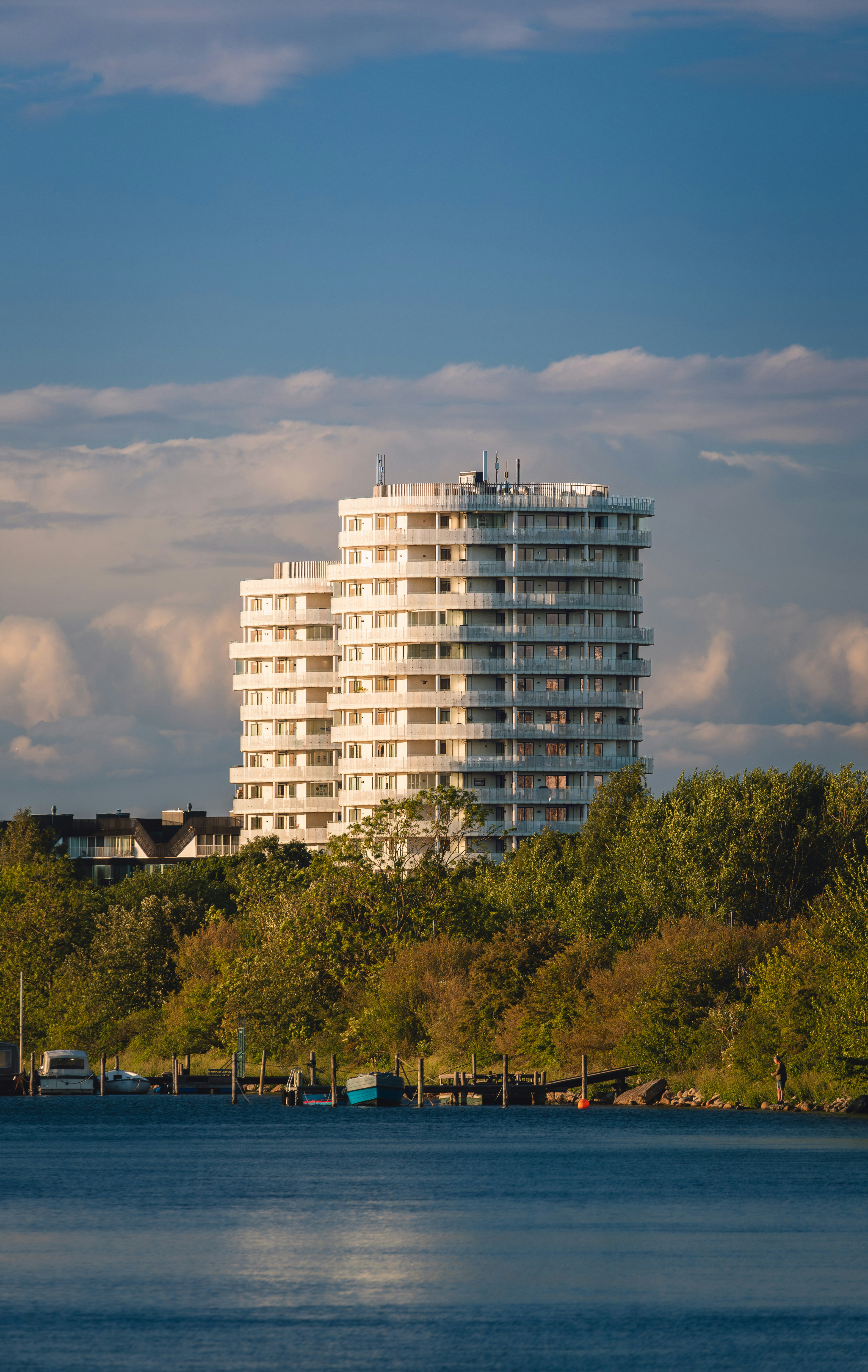 Twin Circular Residences Rising Above the Riverside
