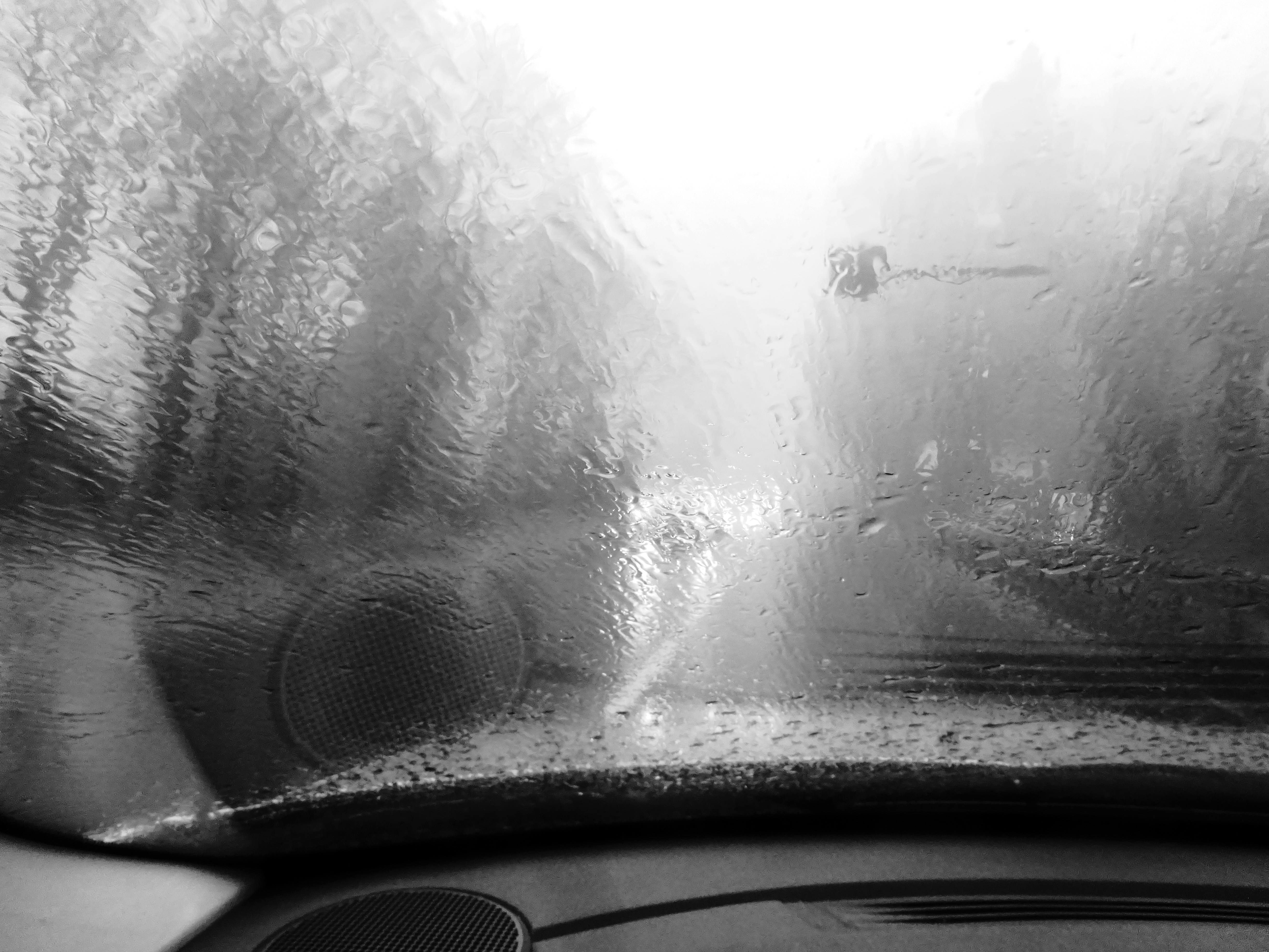 Rain-Slick Windshield Perspective from the Driver’s Seat