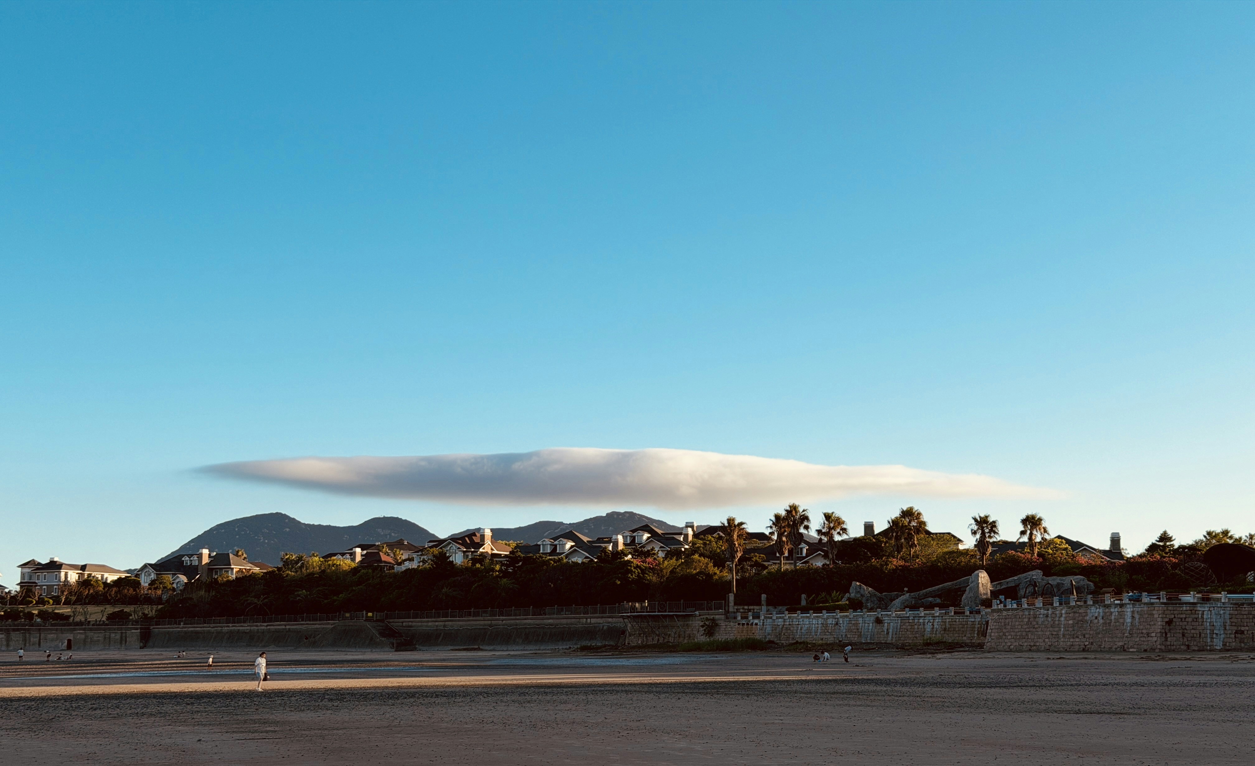 Coastal suburb silhouette under a crisp morning sky