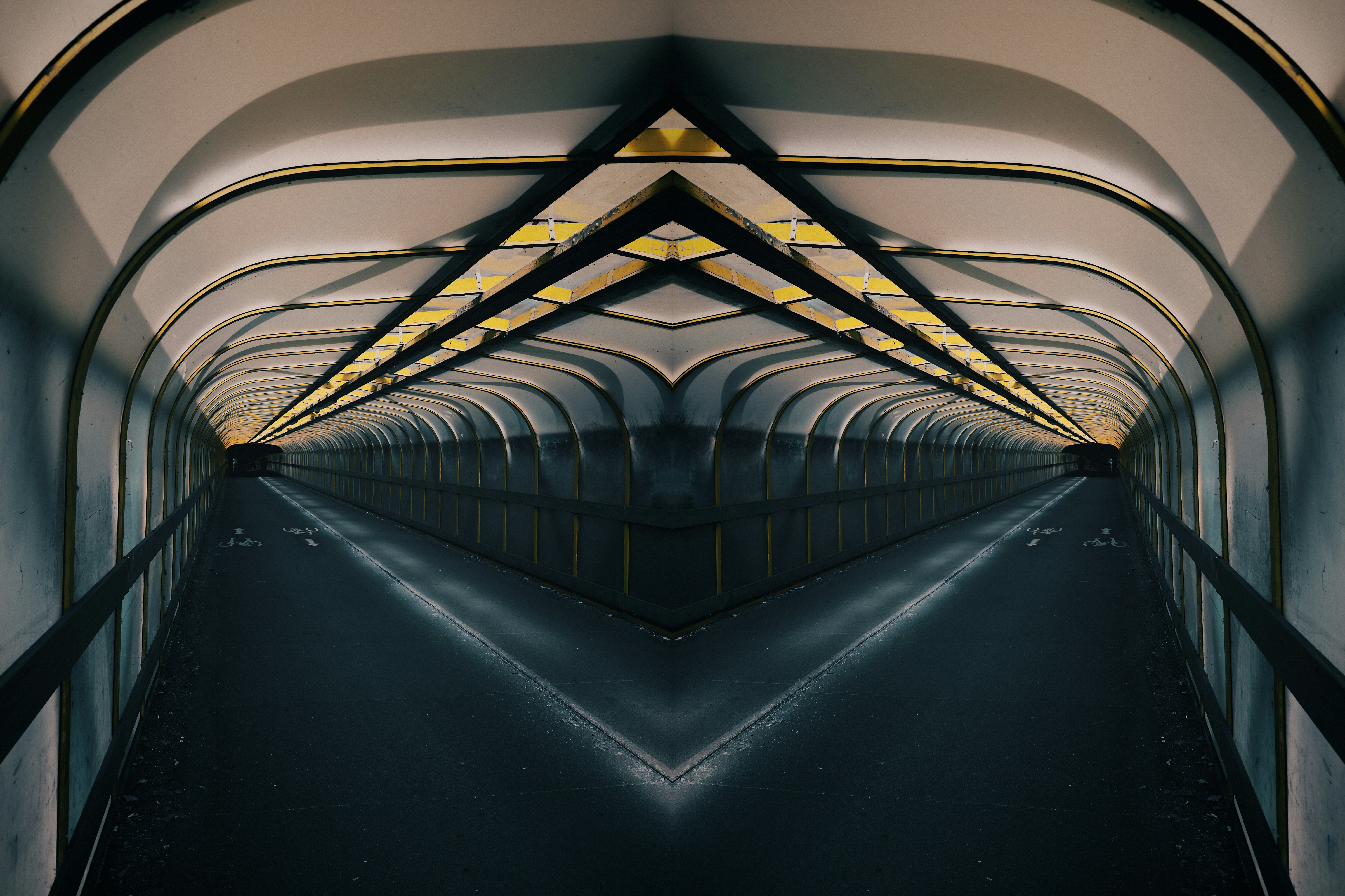 Symmetric Neon Corridor: A Vanishing Walk Through a Hypnotic Tunnel