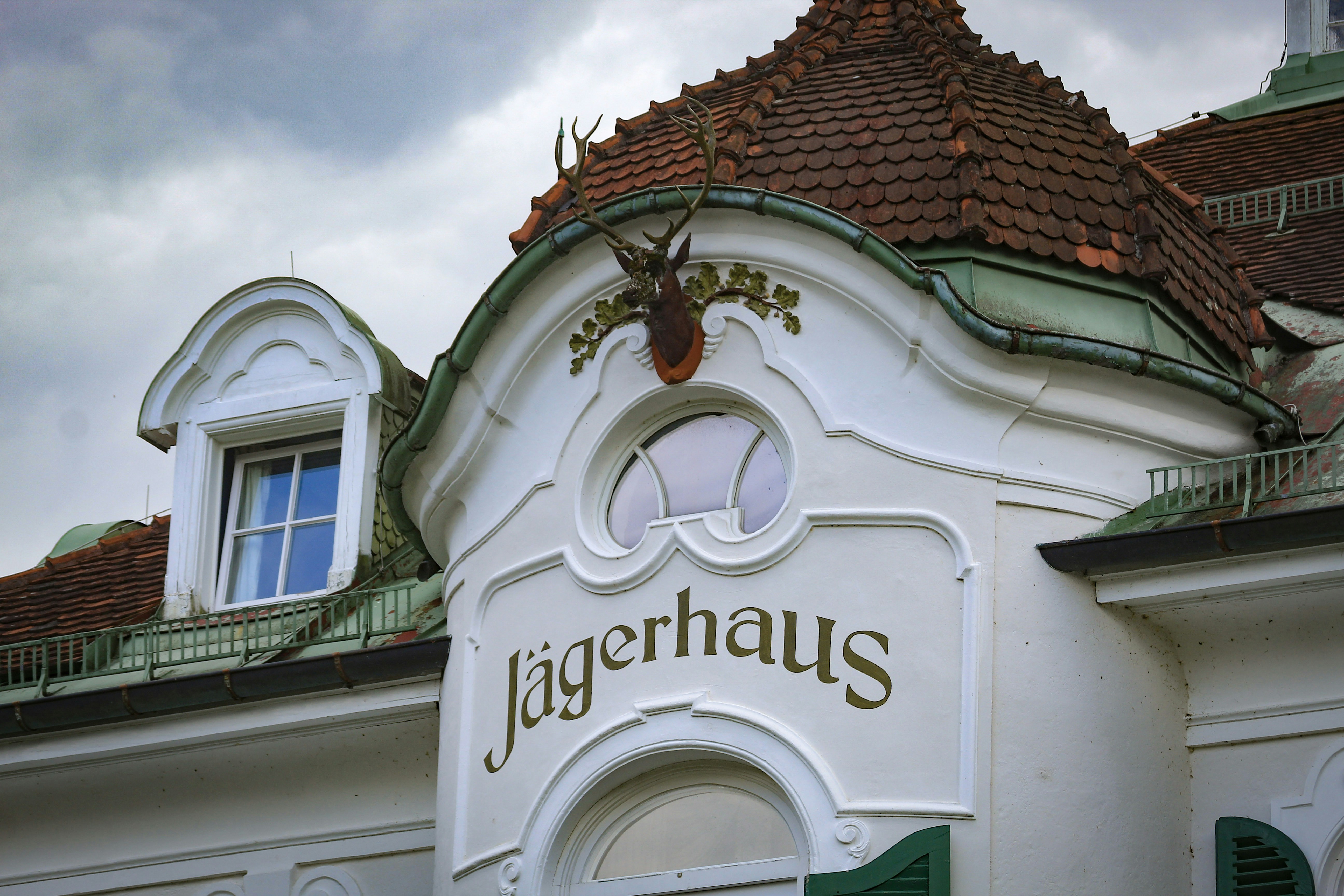 Ornate Facade of Jägerhaus with Curved Ornament