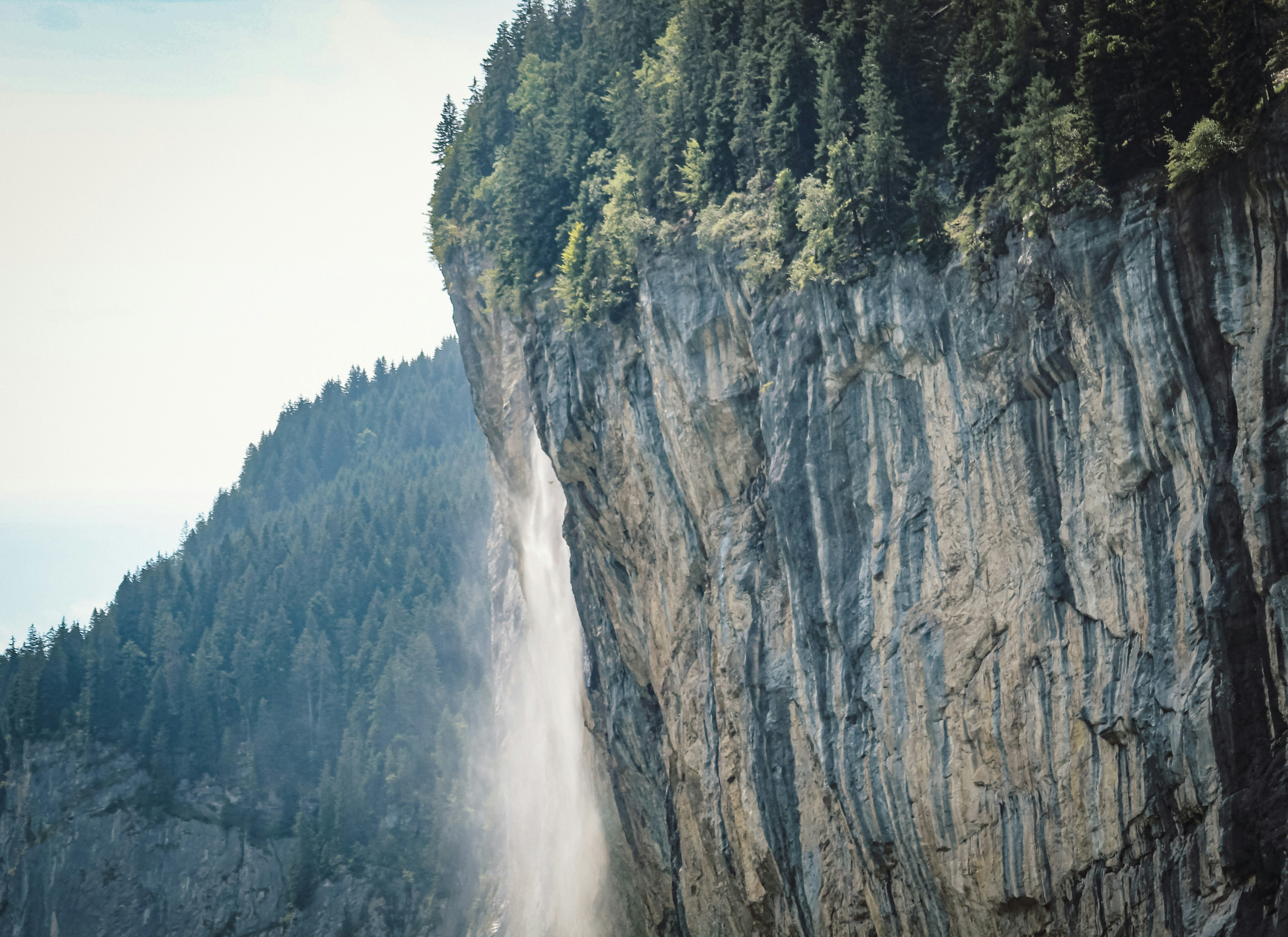 Cliffside Cascade: A Narrow View of the Canyon Wall