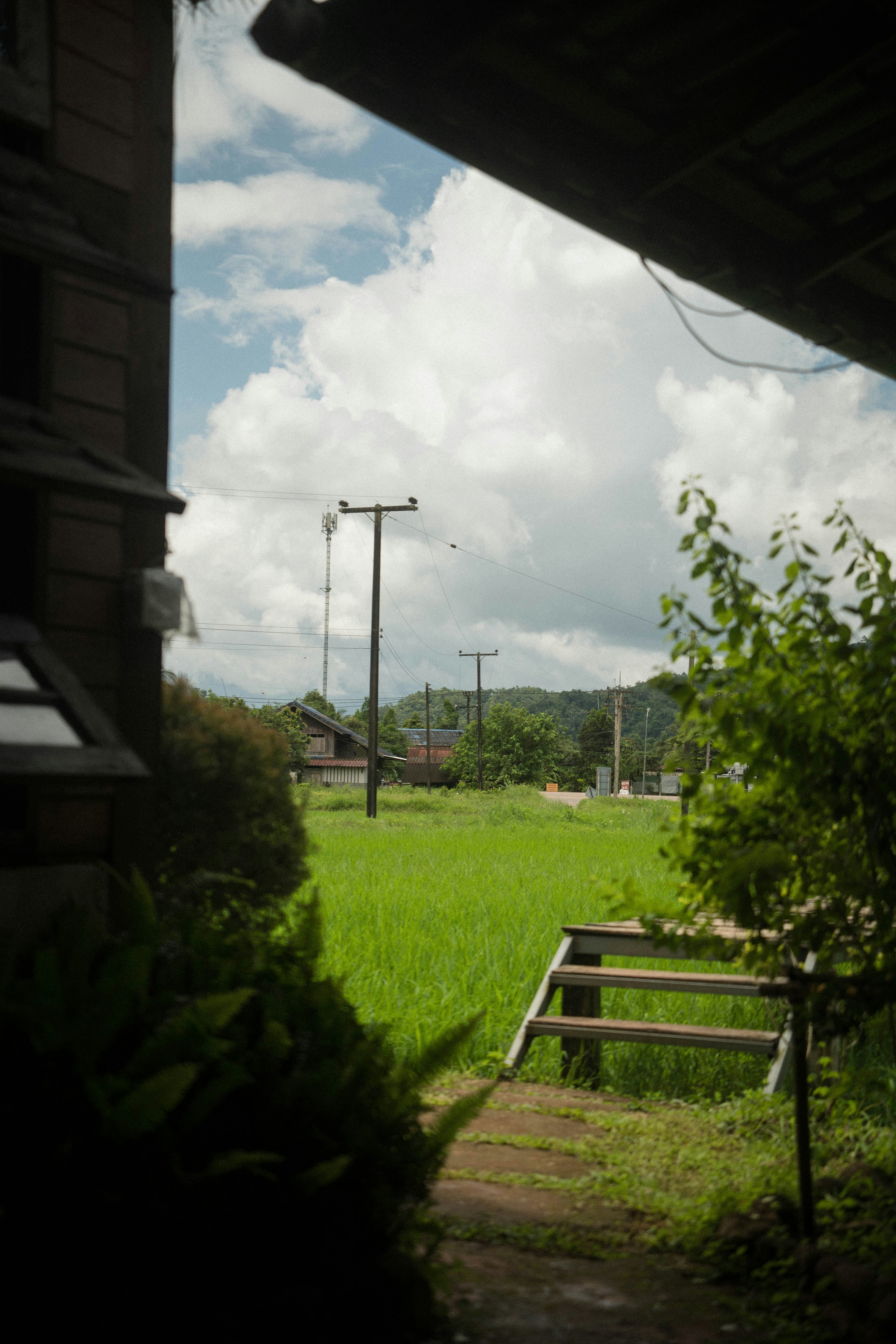 Rural View Through a Shaded Frame