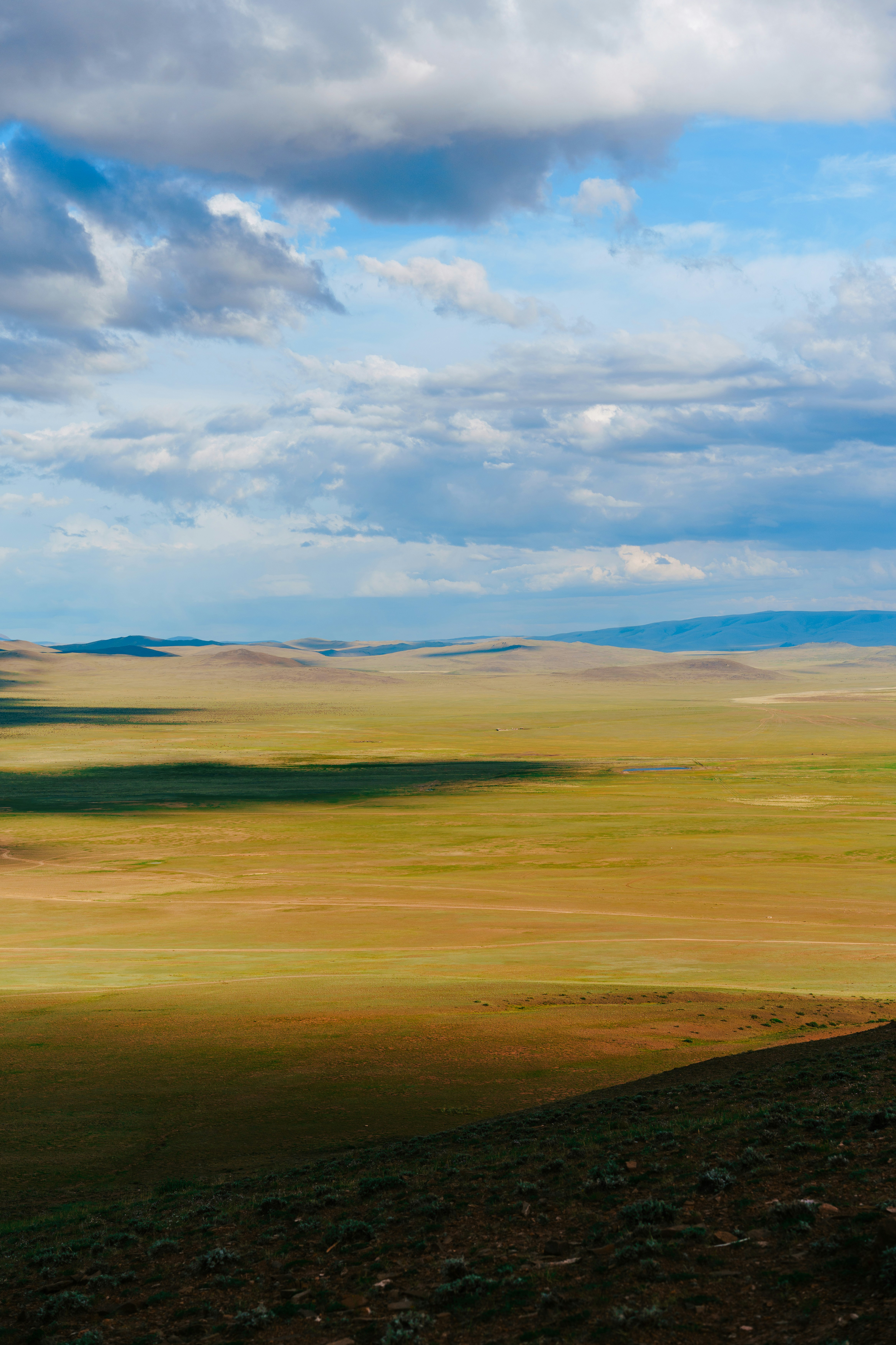 Low Sunlit Plains Beneath a Patchwork Sky