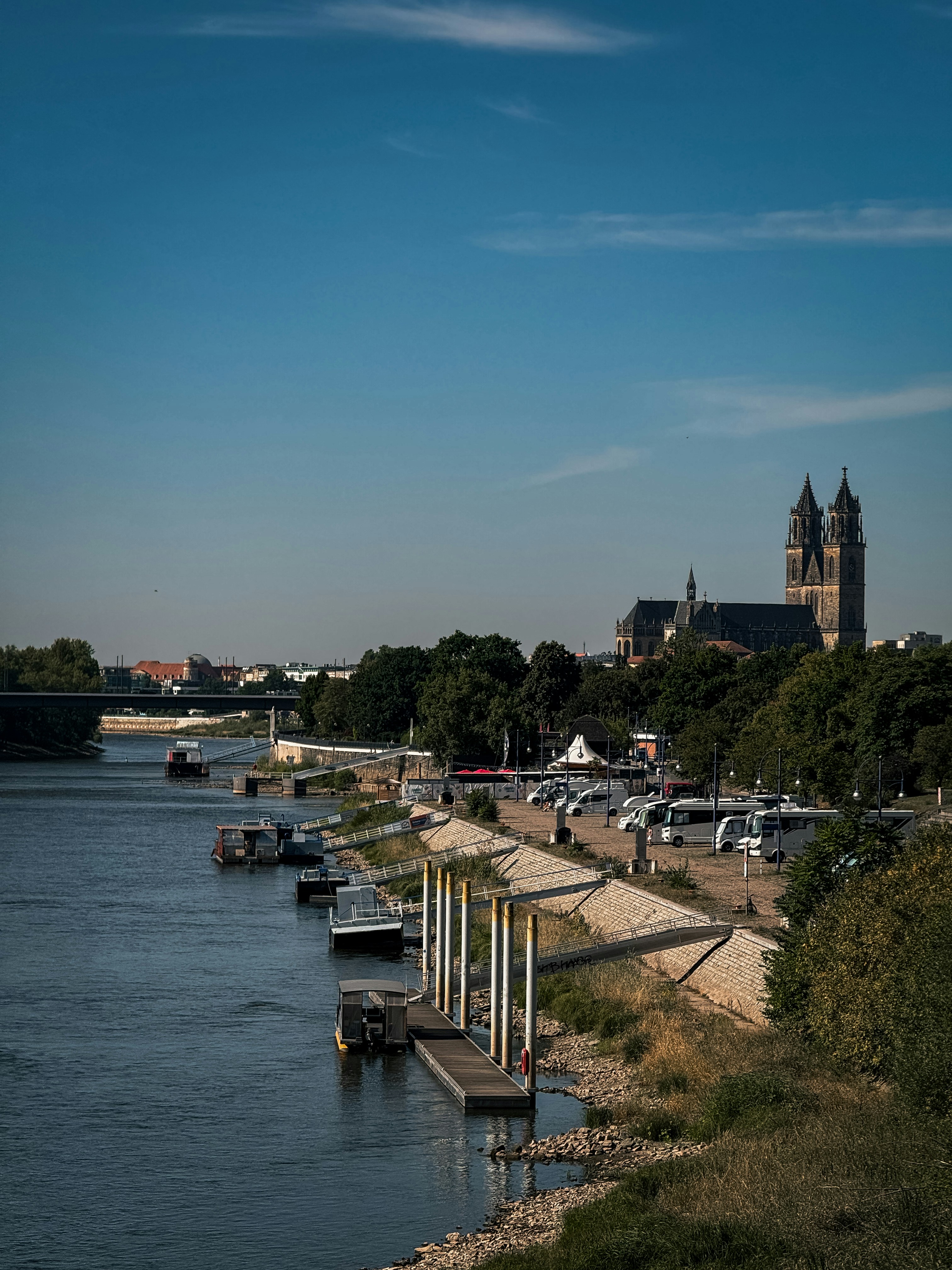 Riverside Skyline with Historic Cathedral rising above the Trees