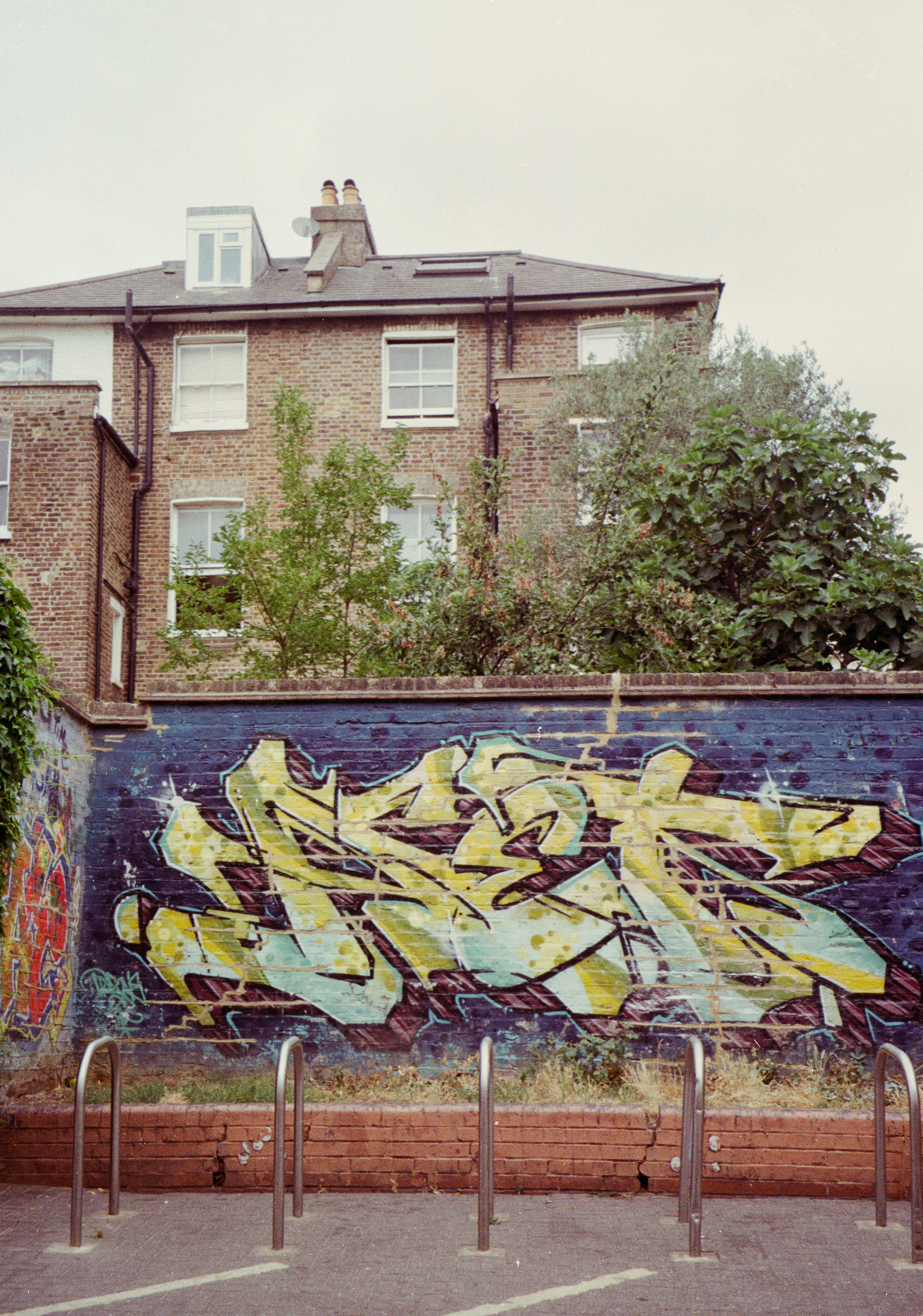 Graffiti Glory: Street Art on a Quiet Urban Backdrop