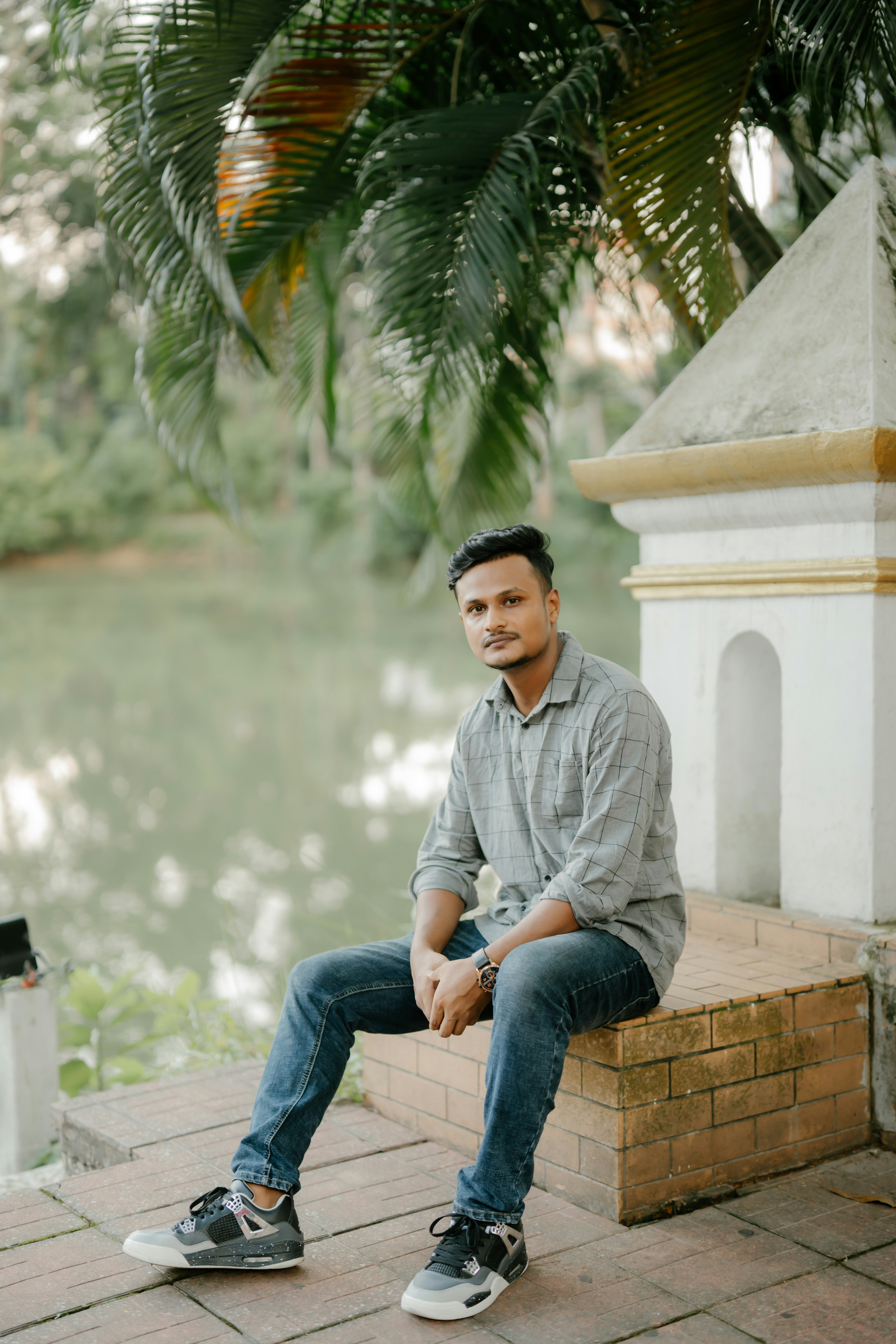 A Quiet Moment by the Pond: Portrait on a Dusk-Soft Paseo