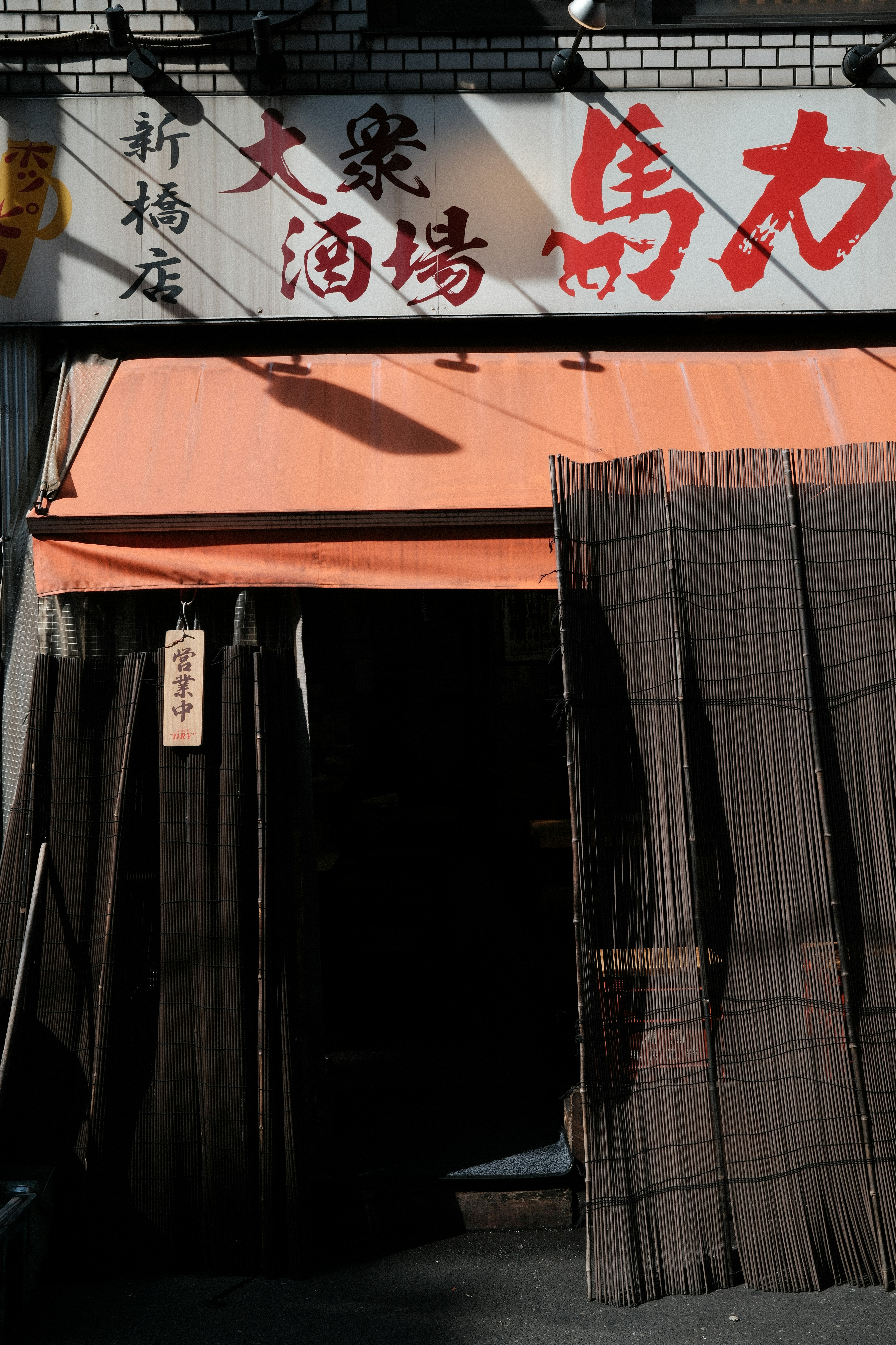 Sunlit Signage & Shaded Entrance of a Japanese Shop