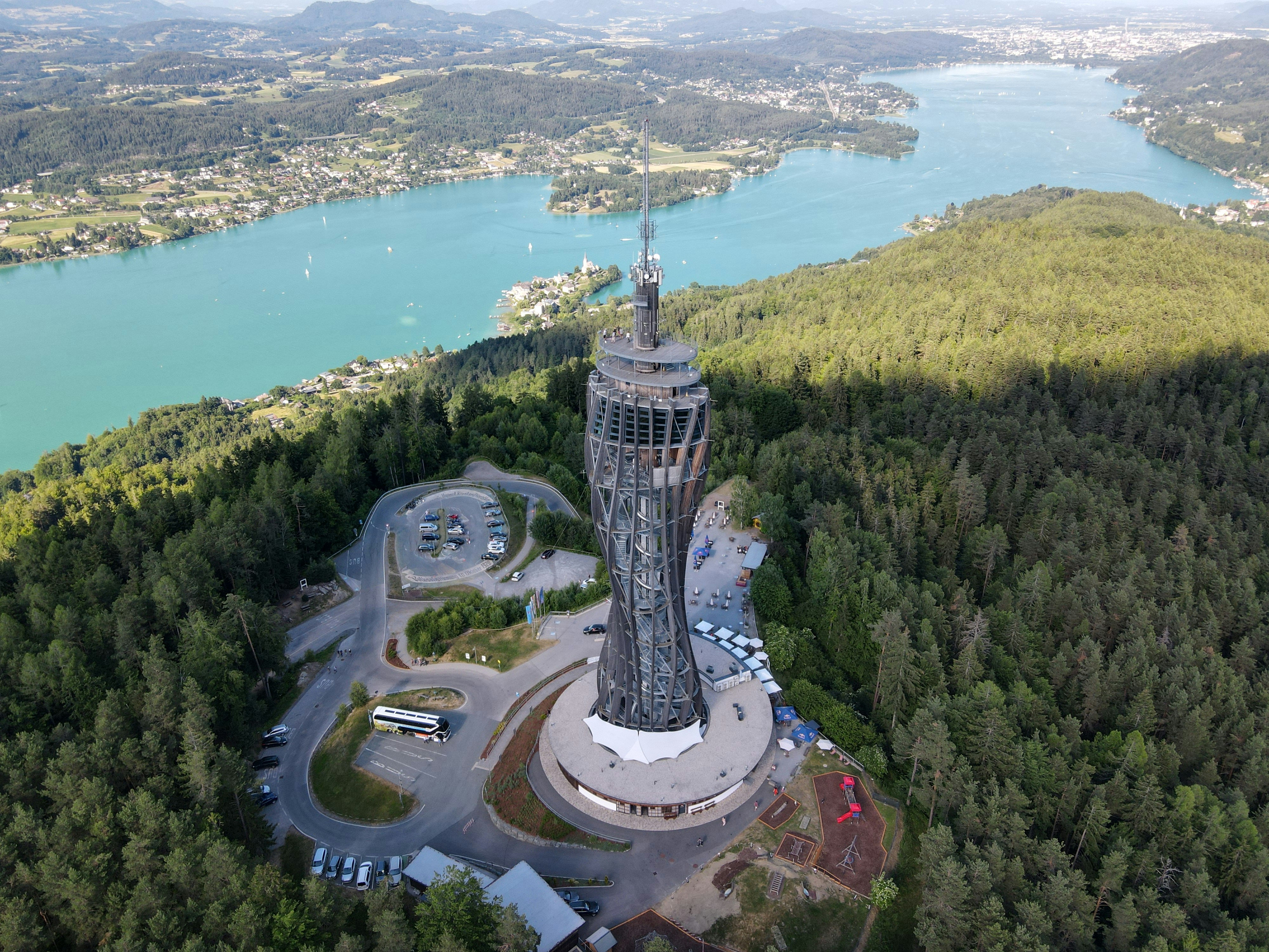 Spire Rising Above a Forested Gorge