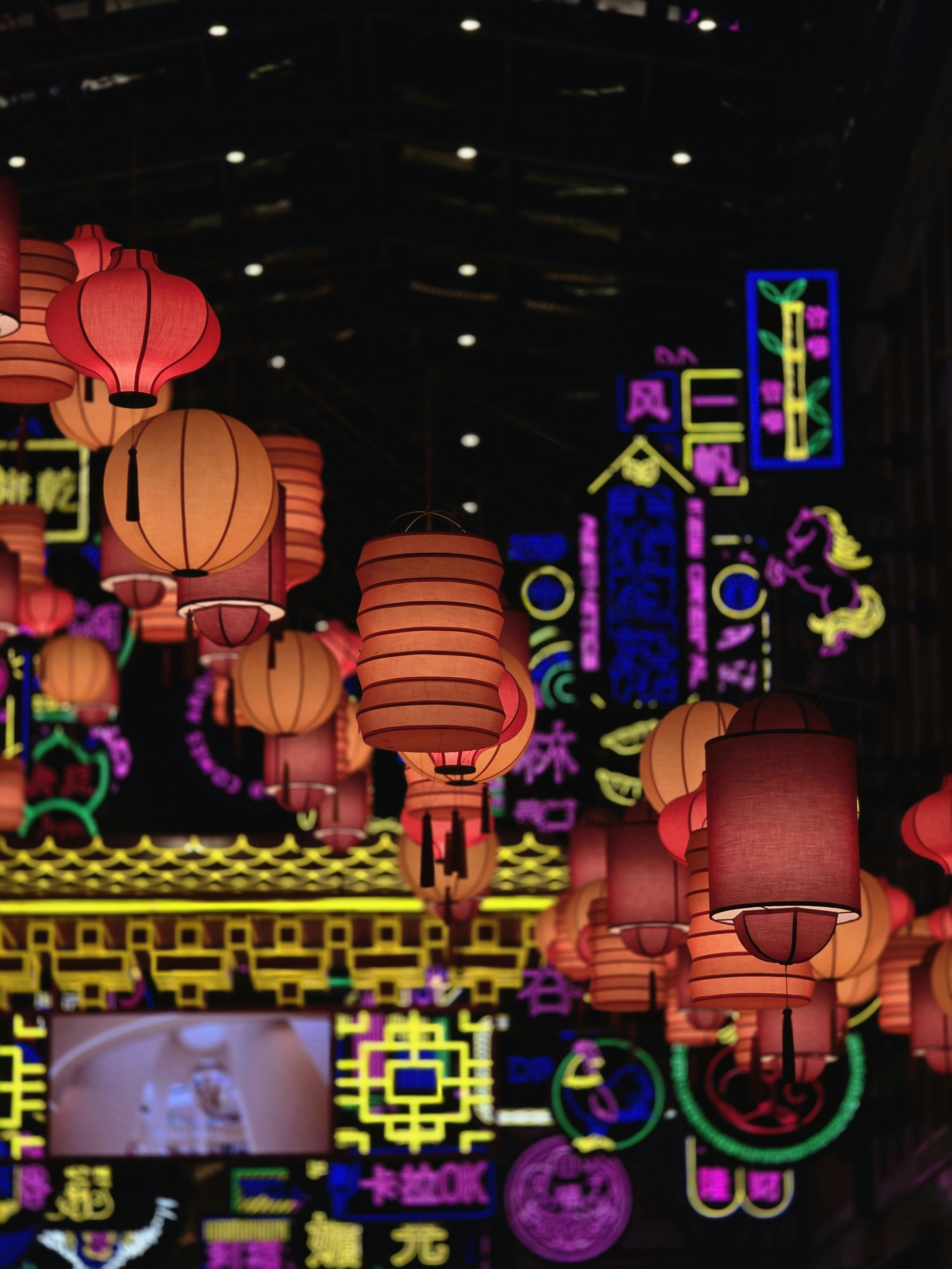 Midnight Lantern Alley: Neon Bloom Over Tokyo-Style Facade