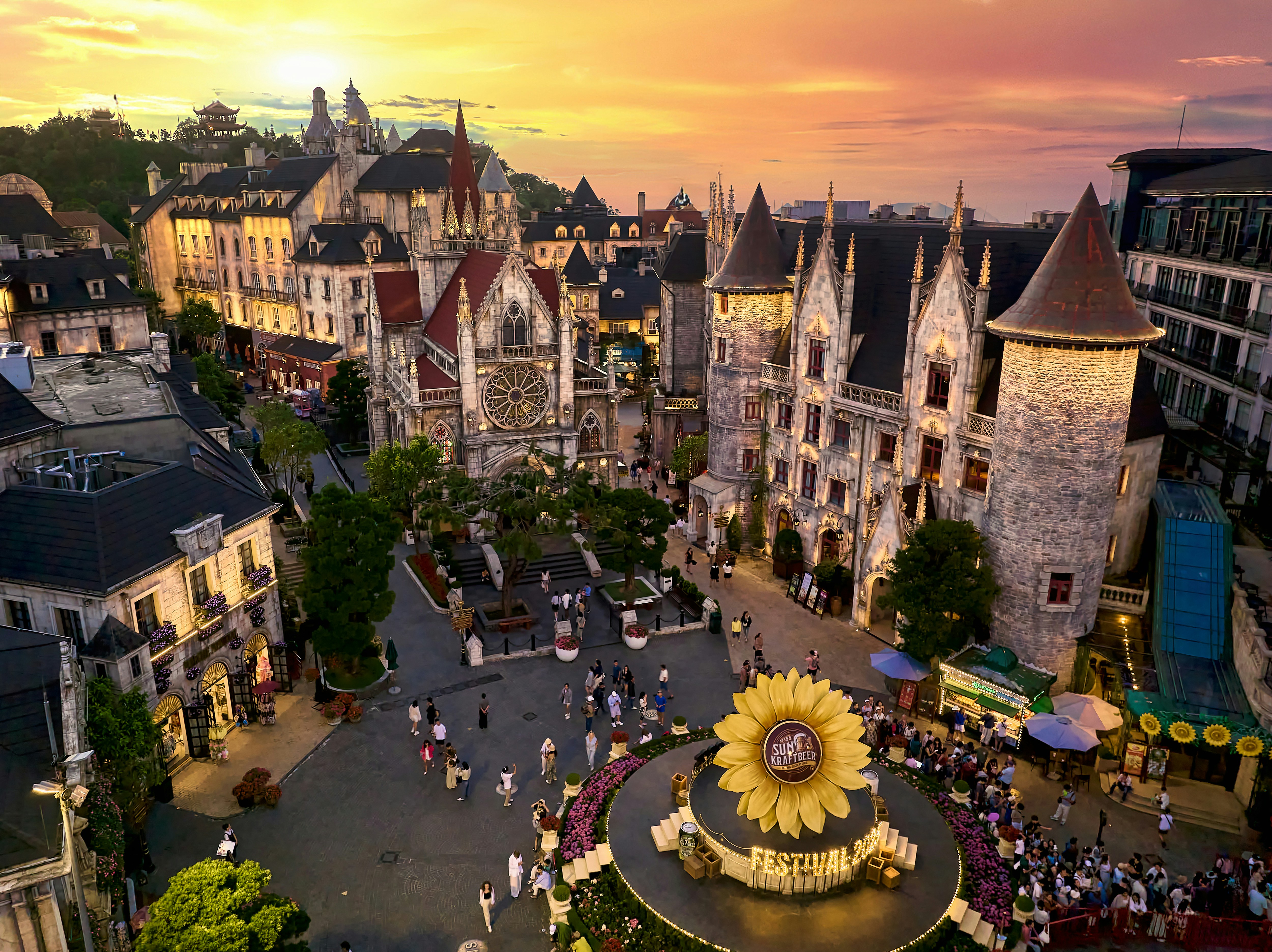 Sunflower Spotlight: Festival Plaza at Twilight
