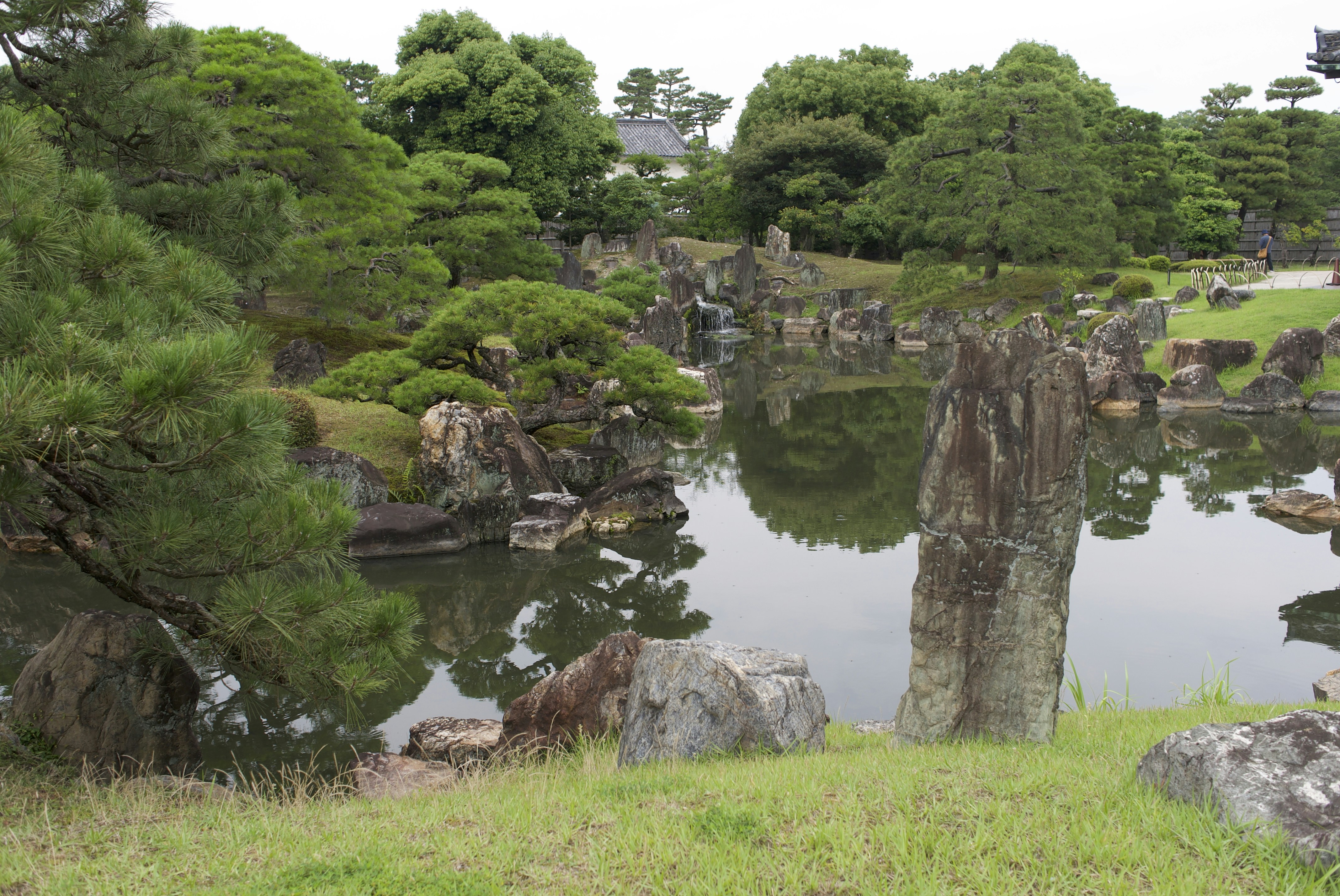Serene Rock Garden Overlooking a Tranquil Pond
