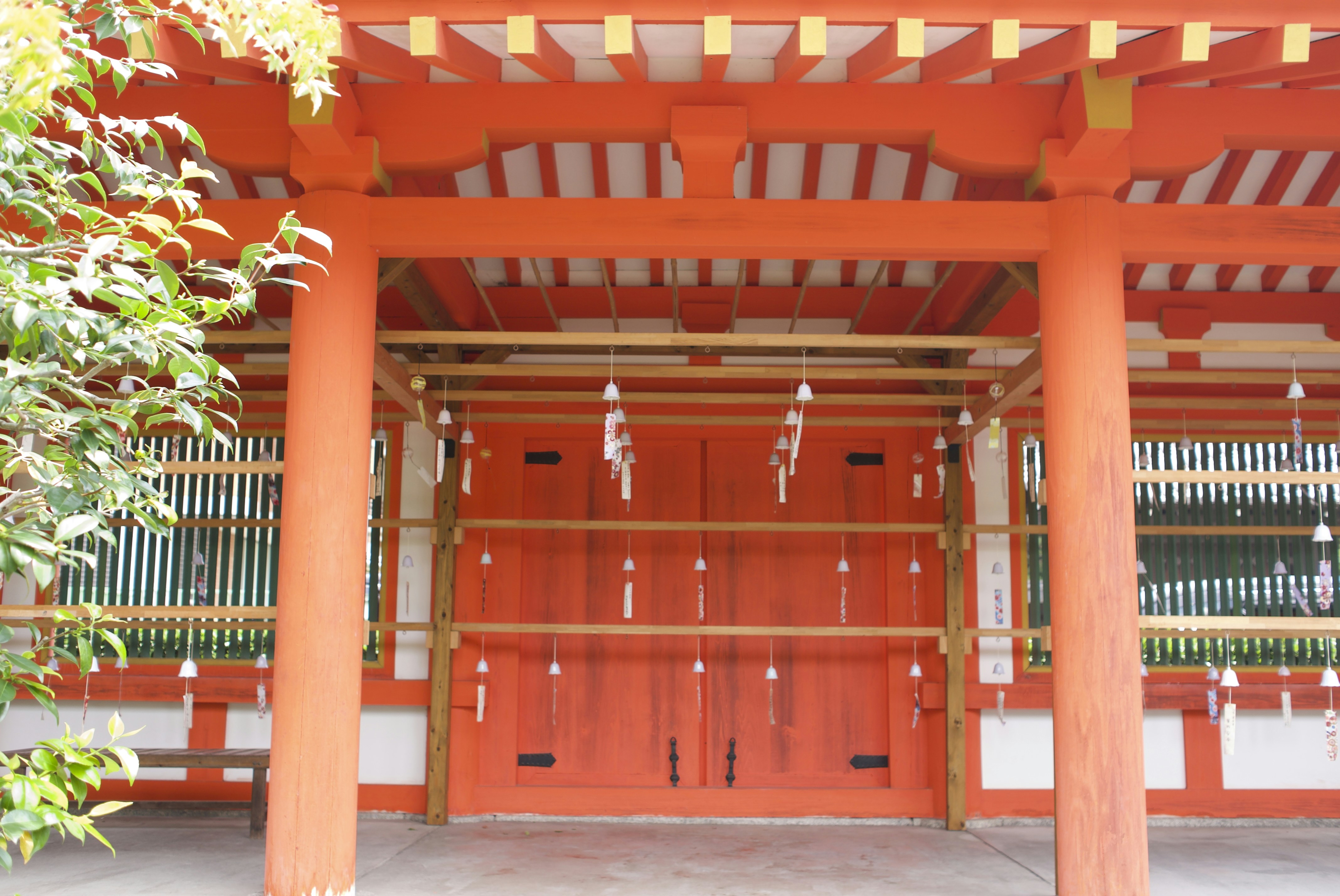 Red Gateway in Quiet Shrine Corridor