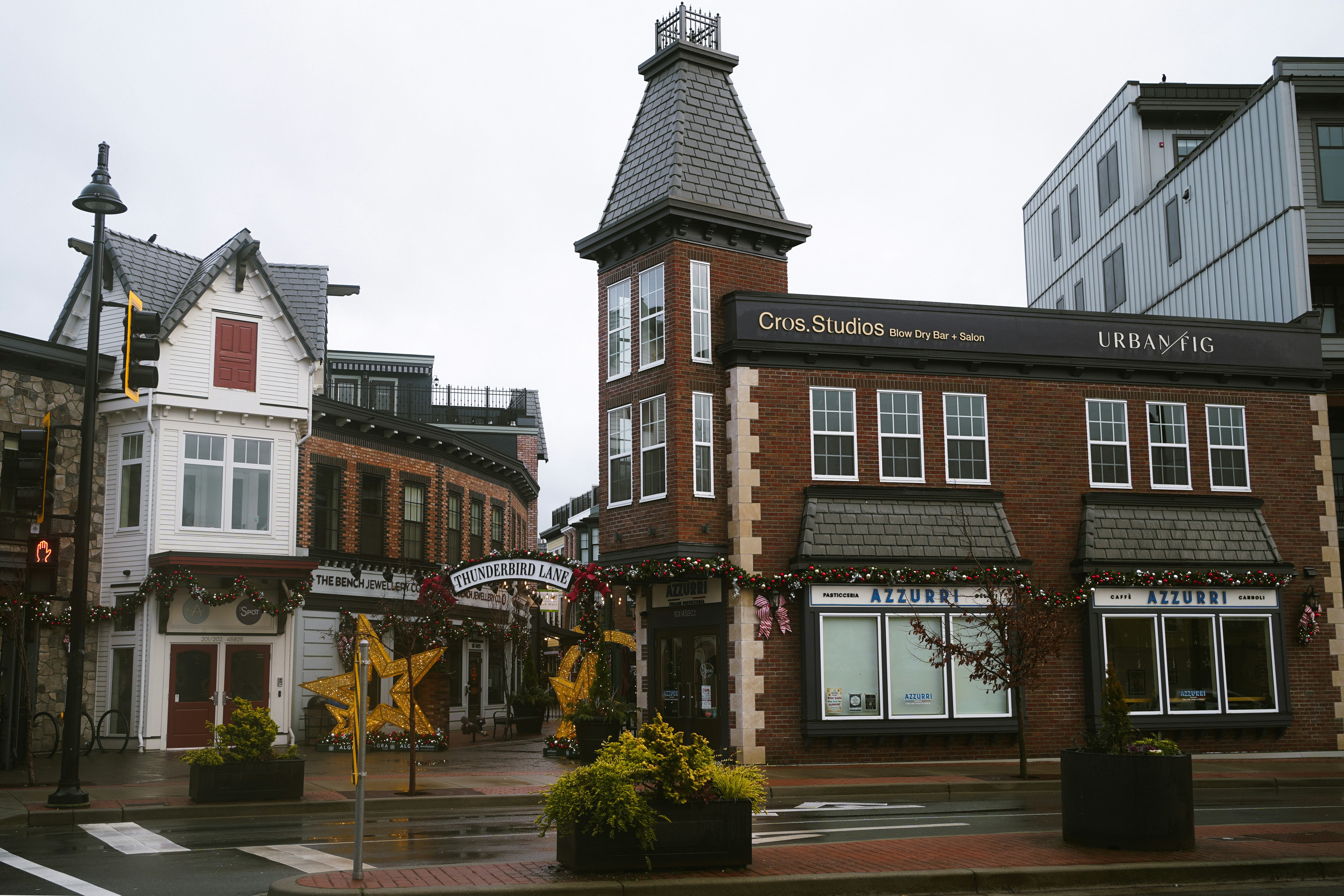 Timbered charm at a quaint town square