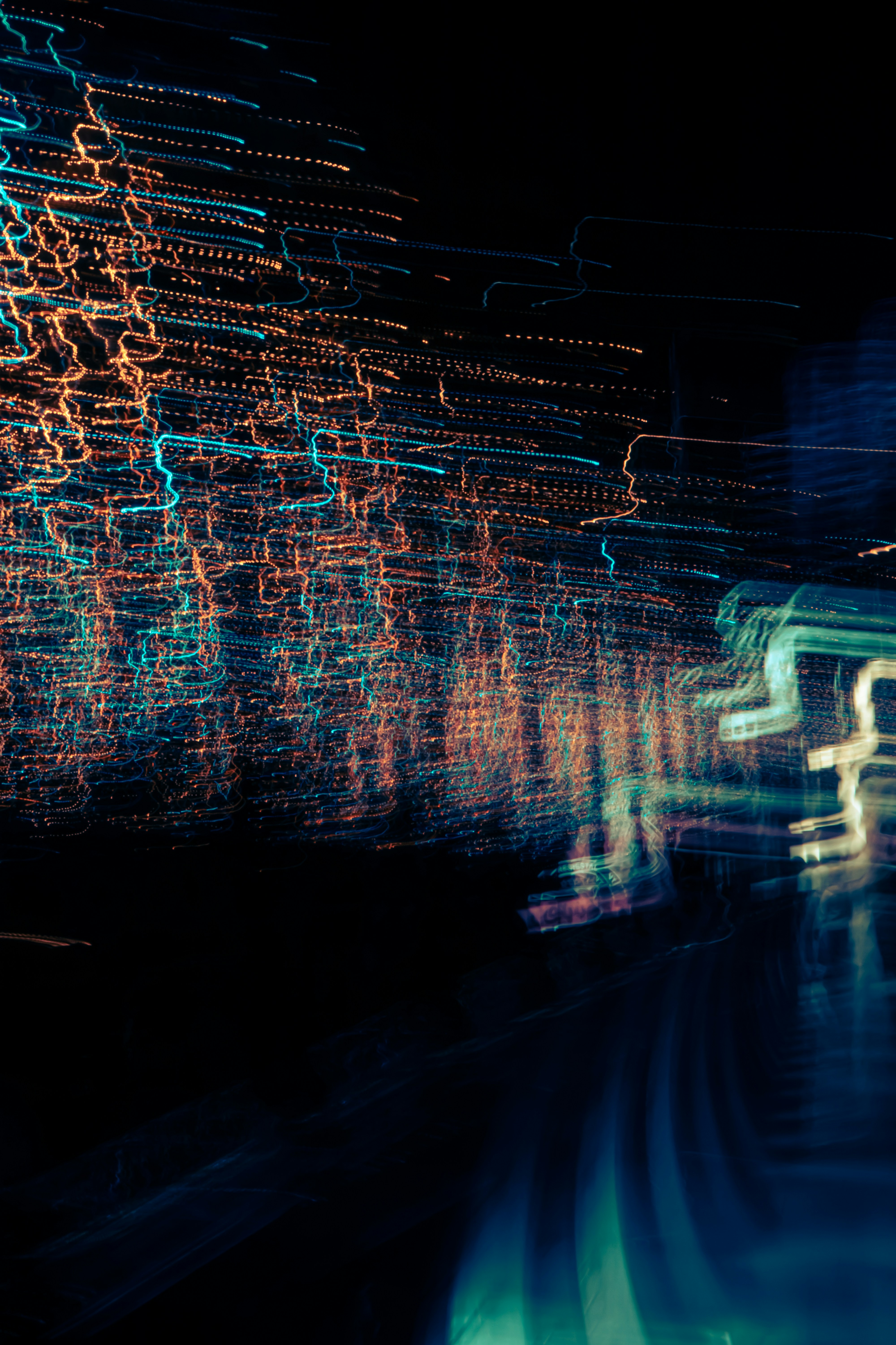 Lagoon of Light Trails: Nighttime Urban Echoes