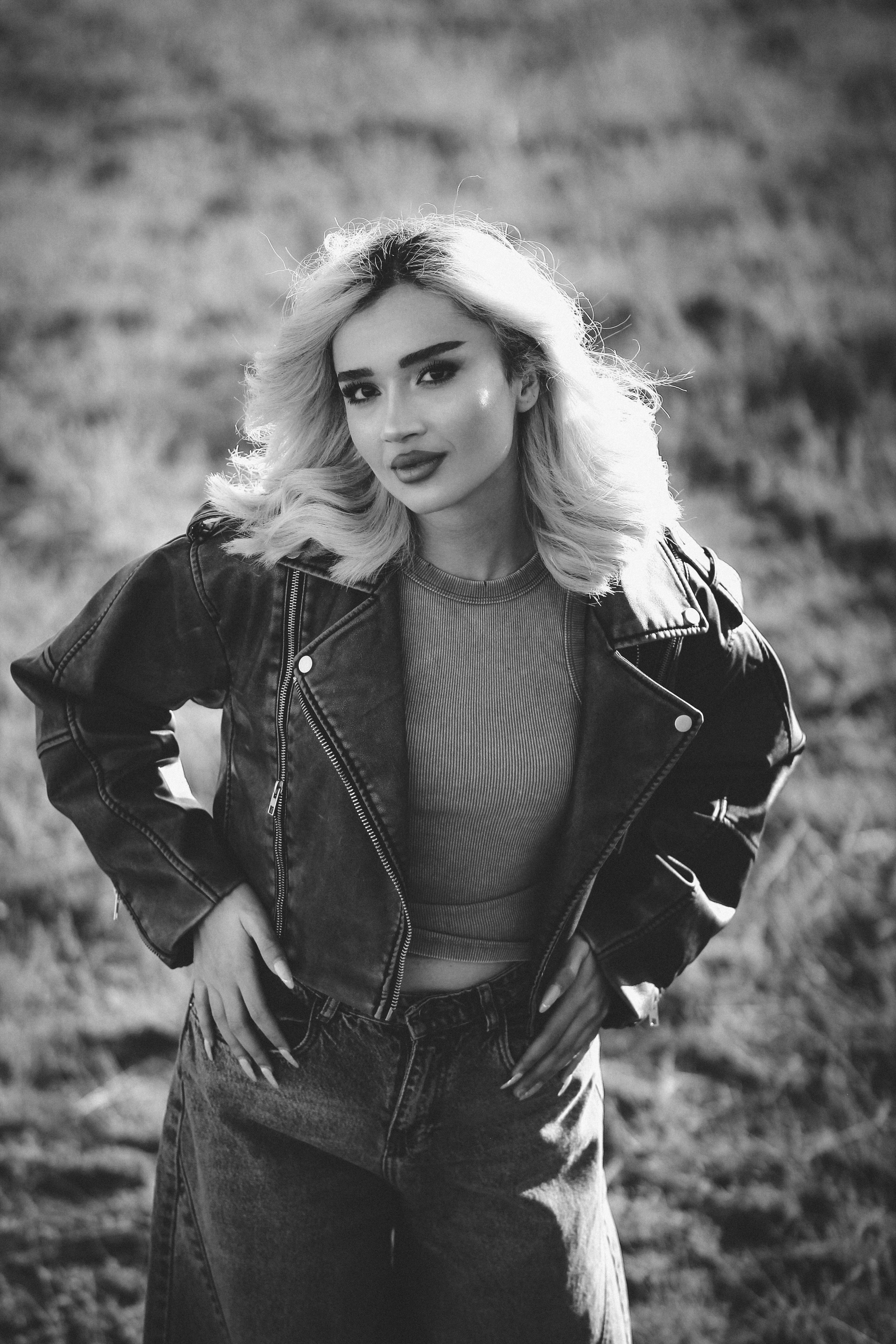 Leathered Light: A Bold Portrait in Mono